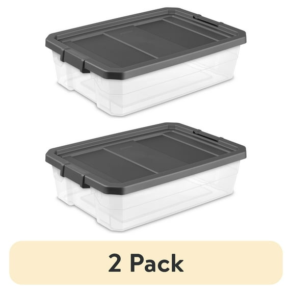 (2 pack) Sterilite 40 Quart Stacker Box, Durable Clear Underbed Plastic ...