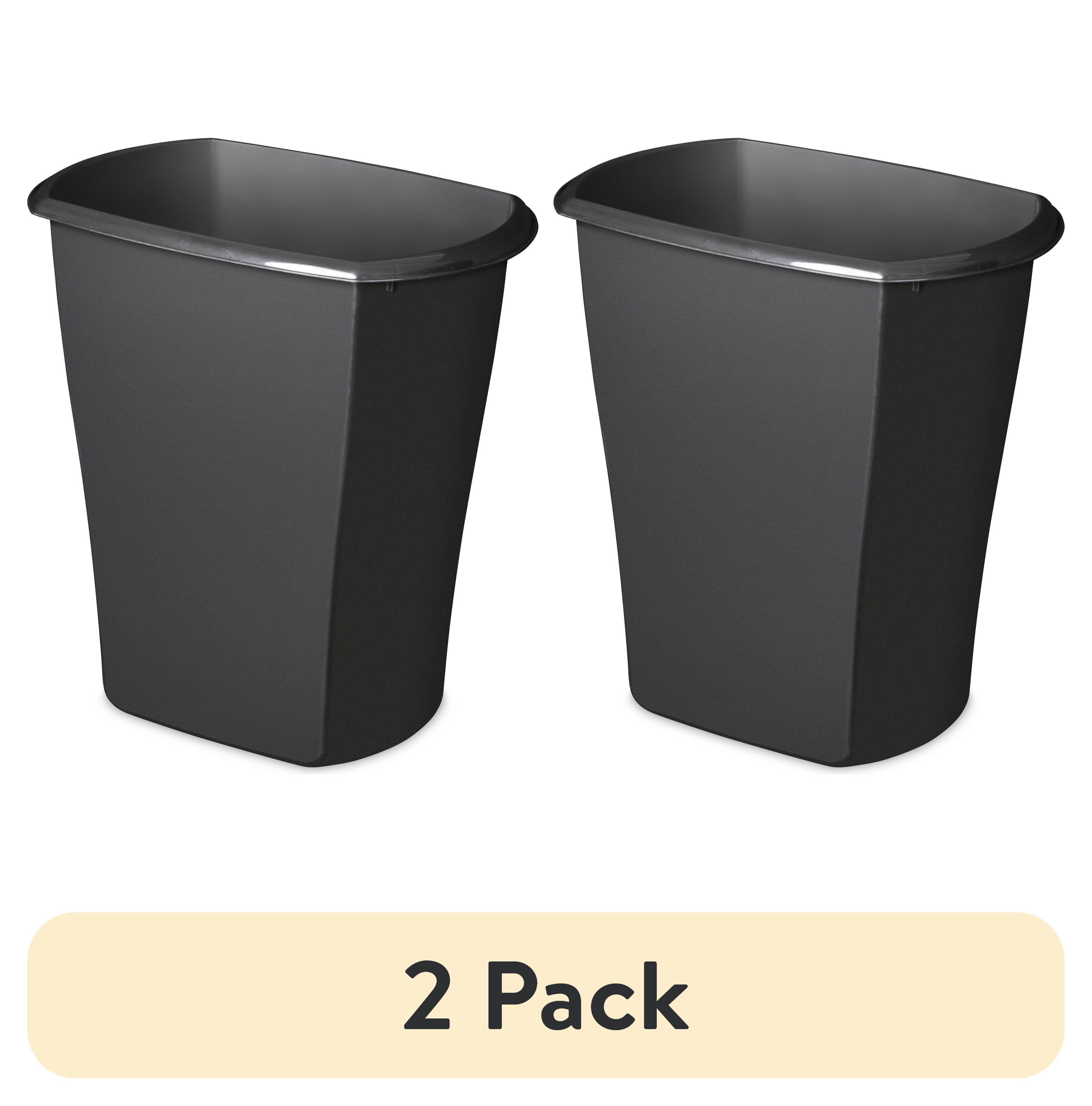 Sterilite 2 Pack 5.5 Gal Rectangular Wastebasket Black Plastic with ...
