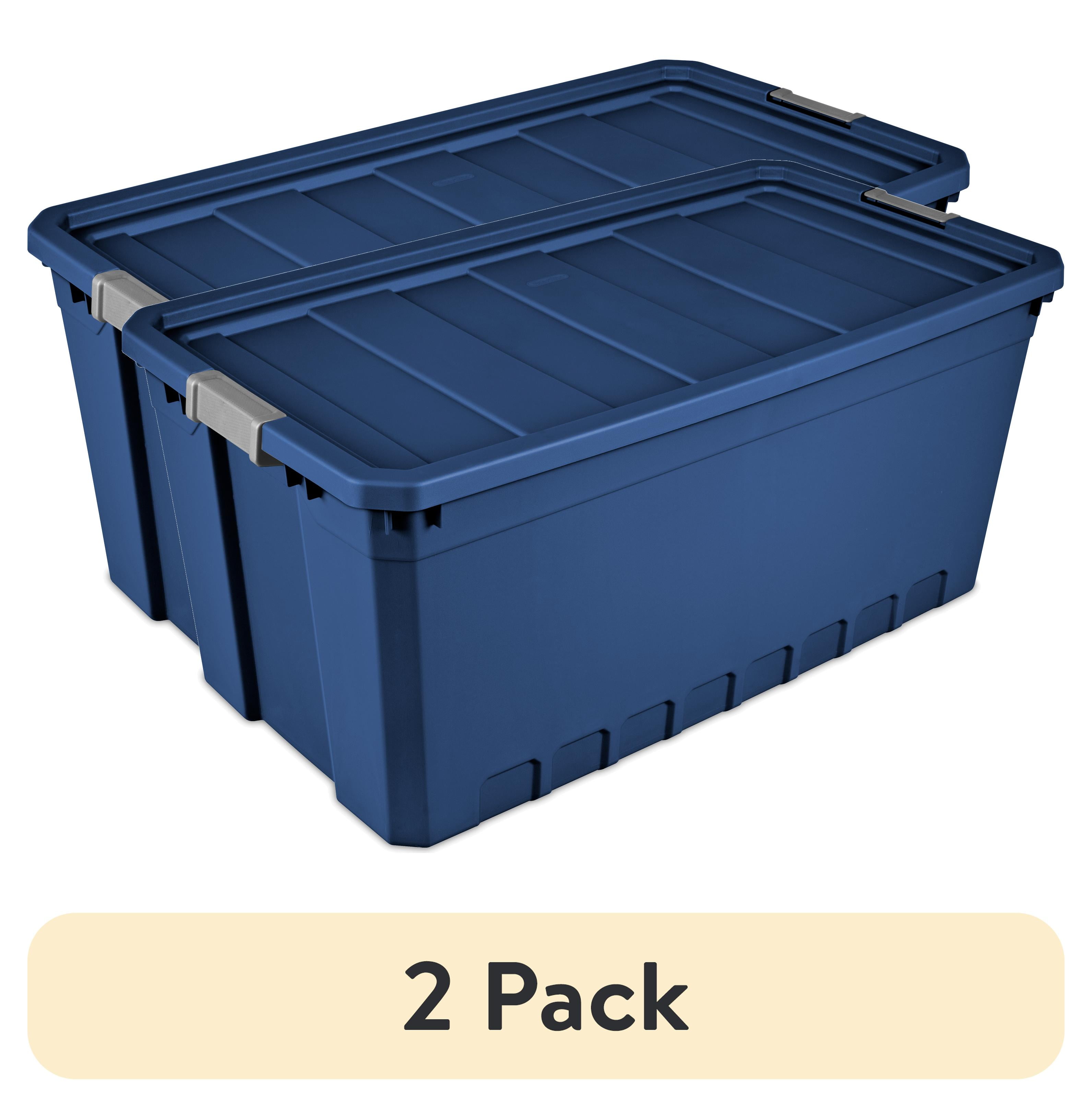 (2 pack) Sterilite 50 Gallon Plastic Stacker Tote, Stadium Blue, Adult ...