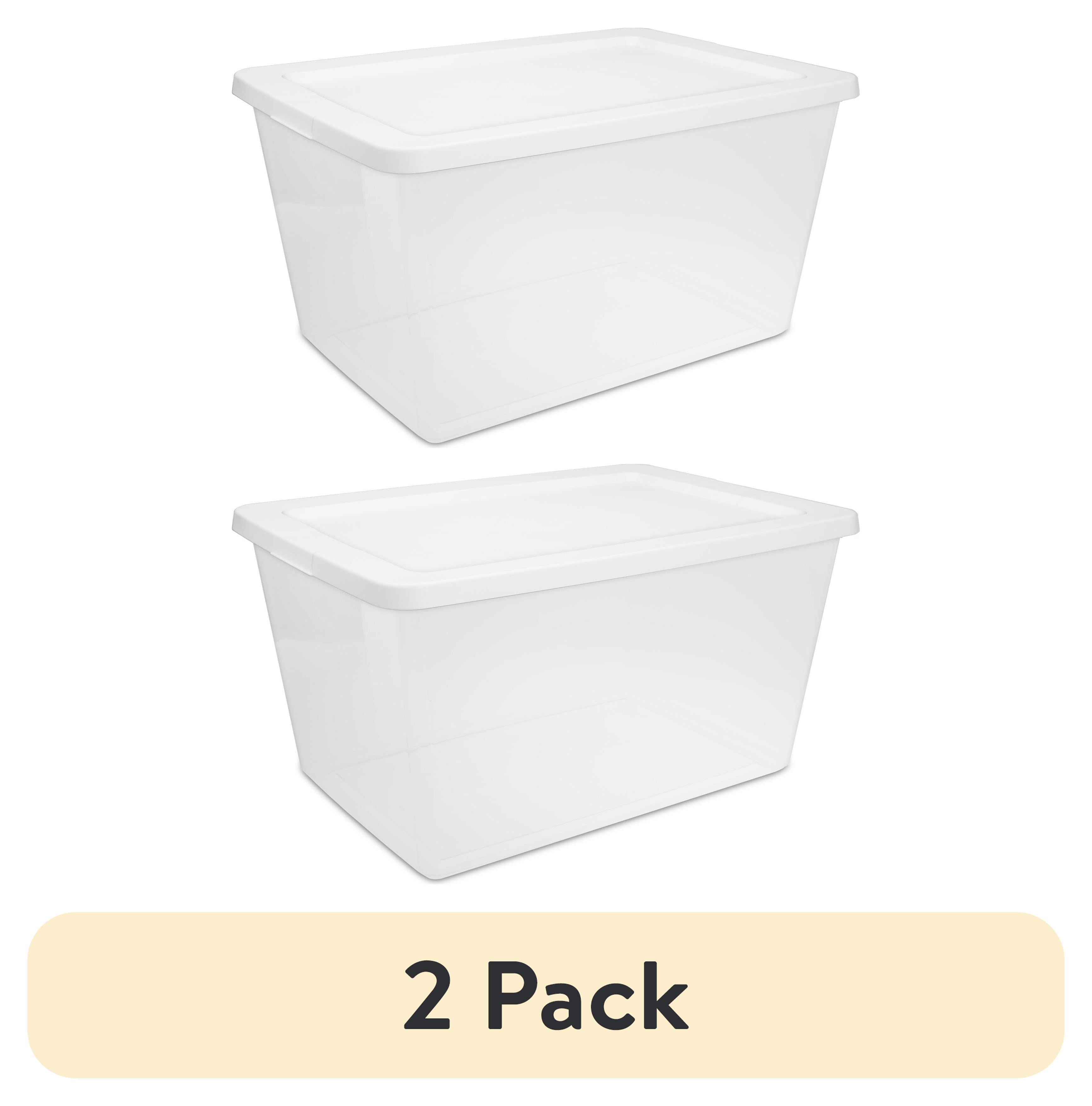 (2 pack) Sterilite Small Storage Bin, 58 Quart Clear Plastic Storage ...