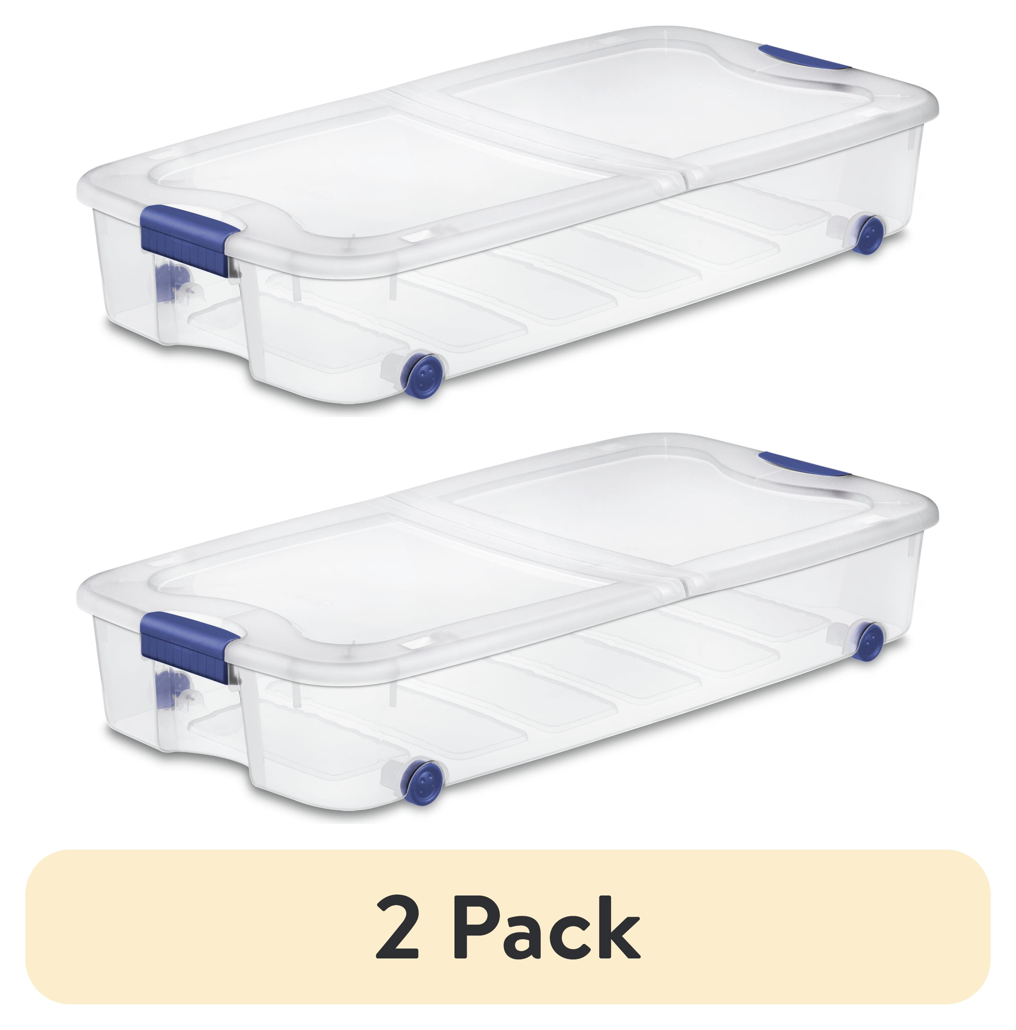 (2 pack) Sterilite Large Storage Bin, 66 Quart Clear Underbed Storage ...