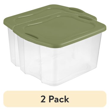 Sterilite 18 Gallon Green Stackable Storage Tote with Handles, Bulk ...