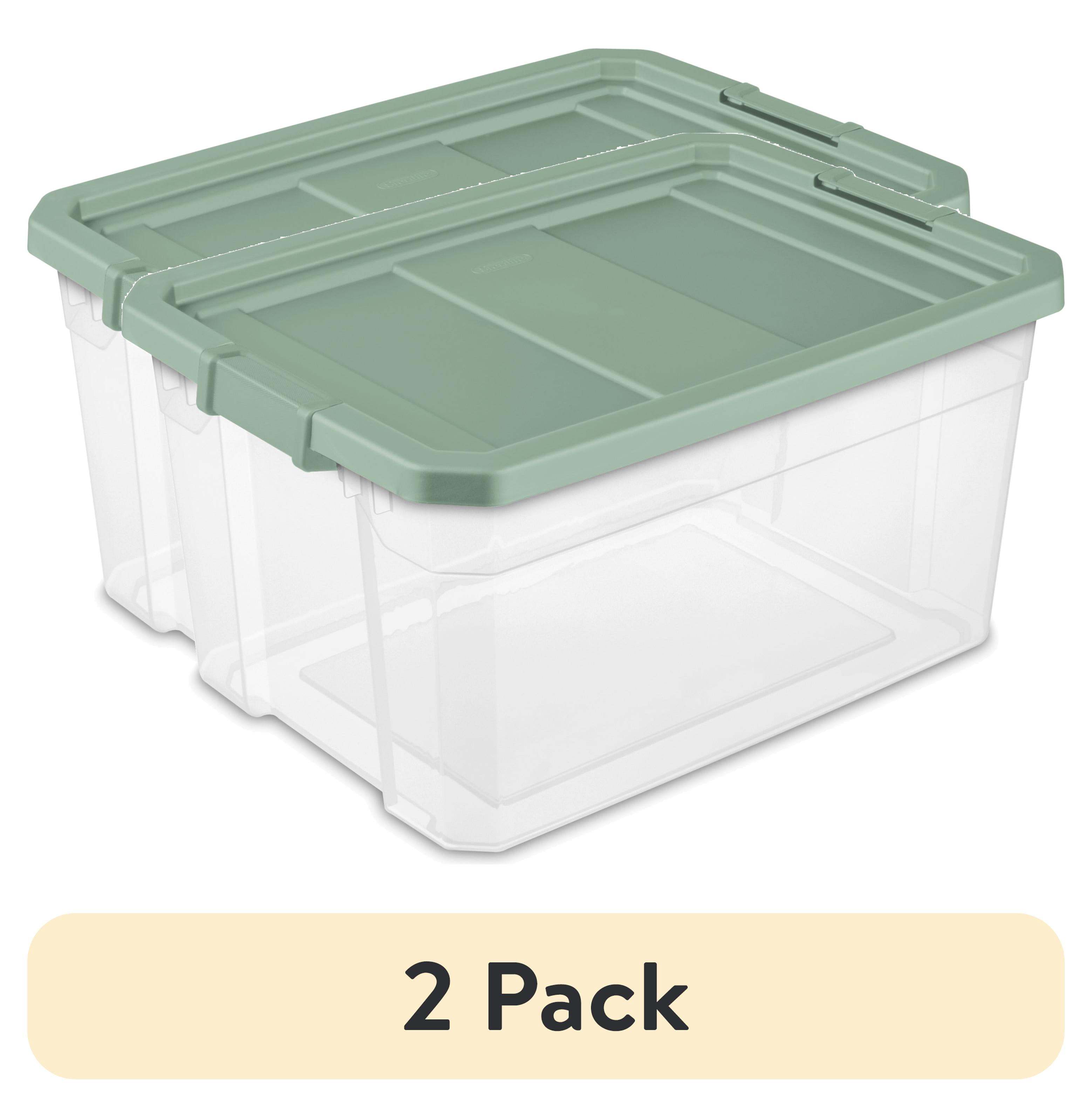 (2 pack) Sterilite 76 Qt. Stacker Box Plastic, Green Sage - Walmart.com