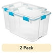 Hefty, 32 Quart Clear Storage Bin, Latched Storage Container, with Blue ...
