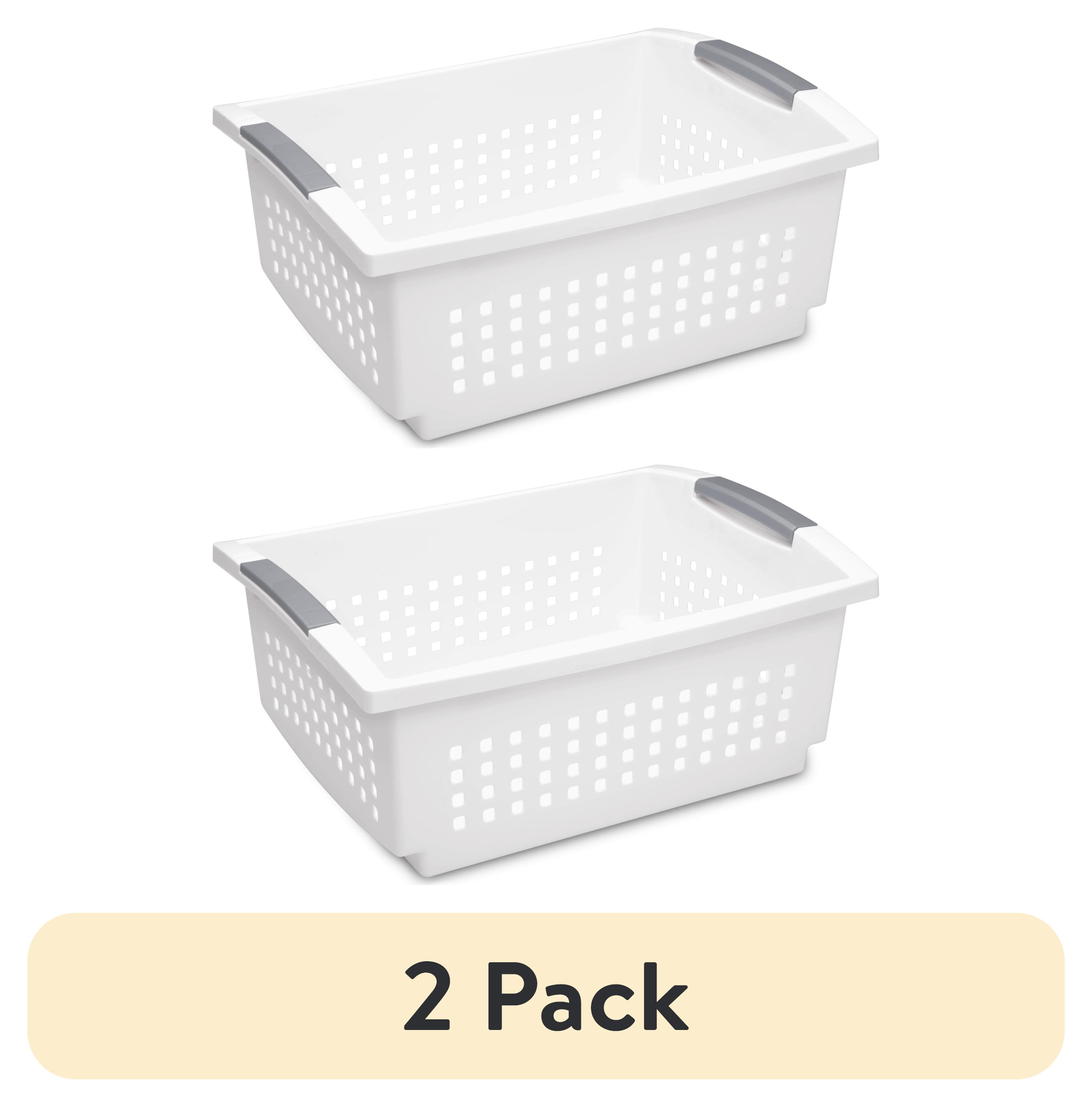 (2 pack) Sterilite Large Stacking Basket, Open Plastic Bin, Space ...