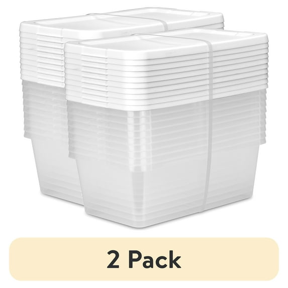 (2 pack) Sterilite Set of (10) 6 Quart Storage Boxes, Clear Plastic Storage Bin with Snap-on Lid ...