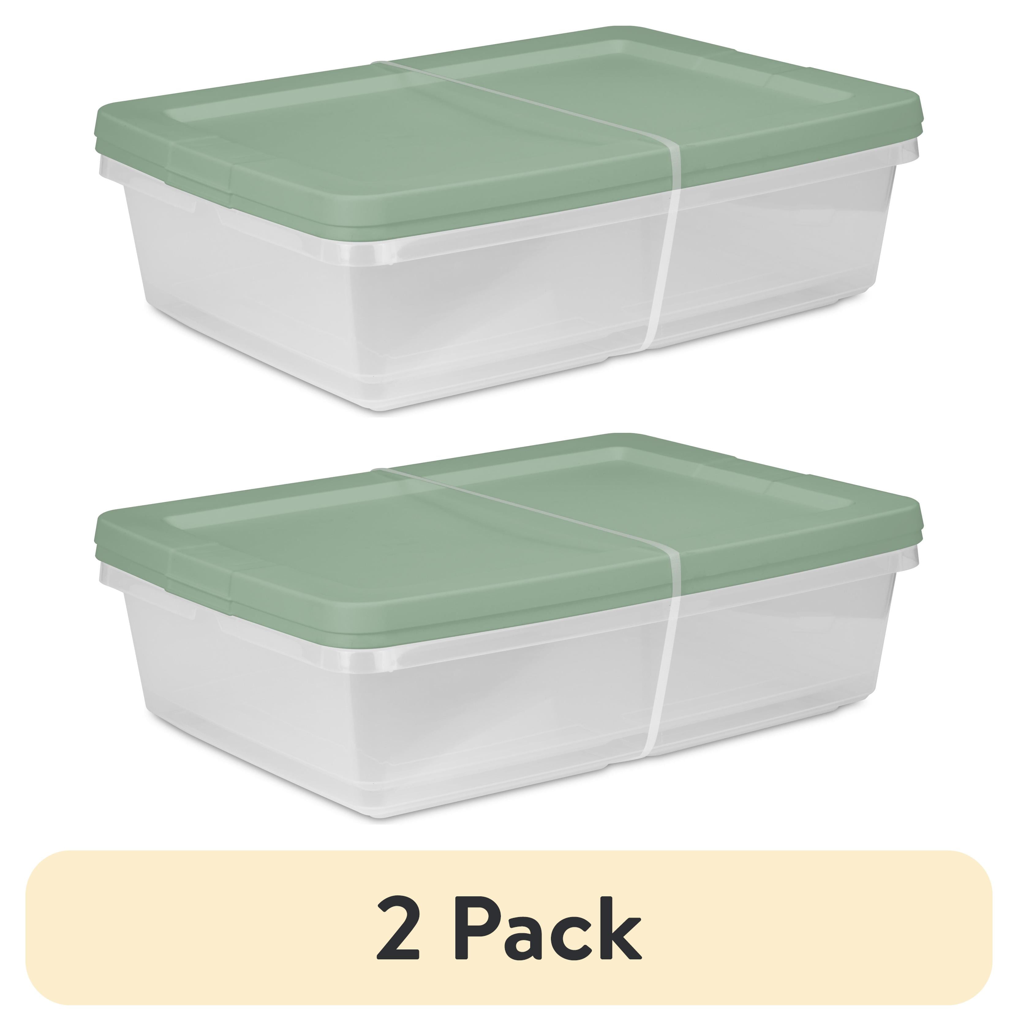(2 pack) Sterilite Set of (2) 28 Quart Storage Boxes Plastic, Green ...