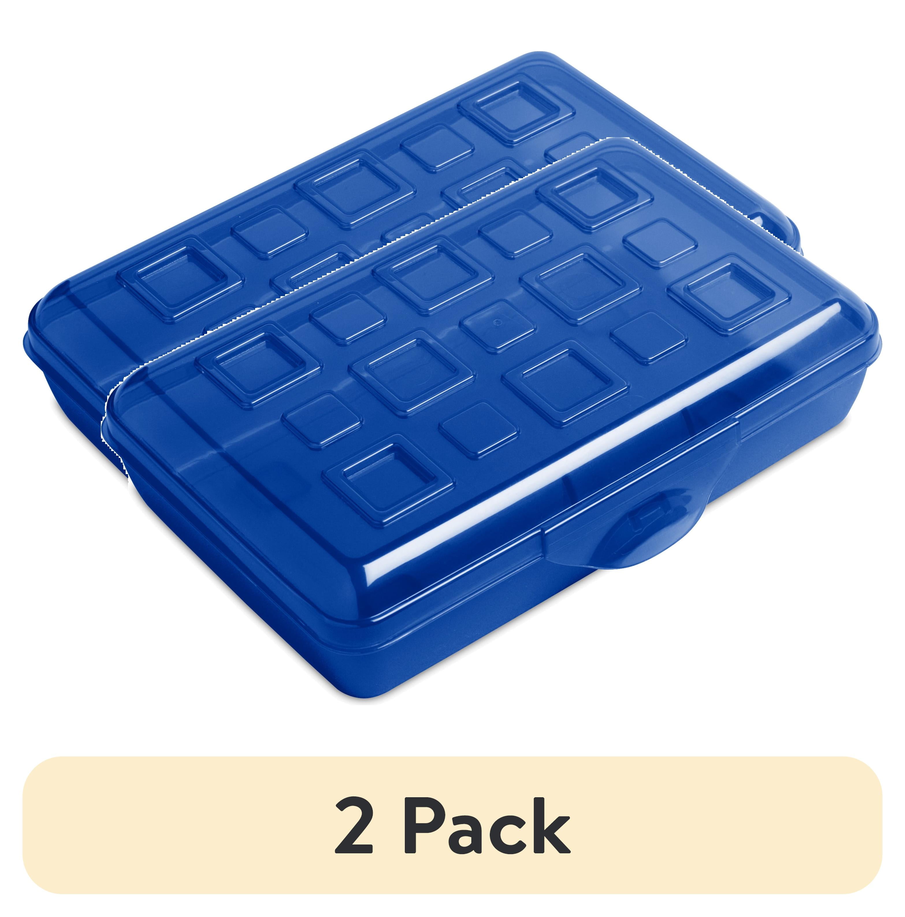 (2 pack) Sterilite Small Pencil Box Plastic, Cobalt Tint - Walmart.com