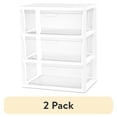 (2 pack) Sterilite Wide 3 Drawer Tower, Plastic Storage Organizer with ...