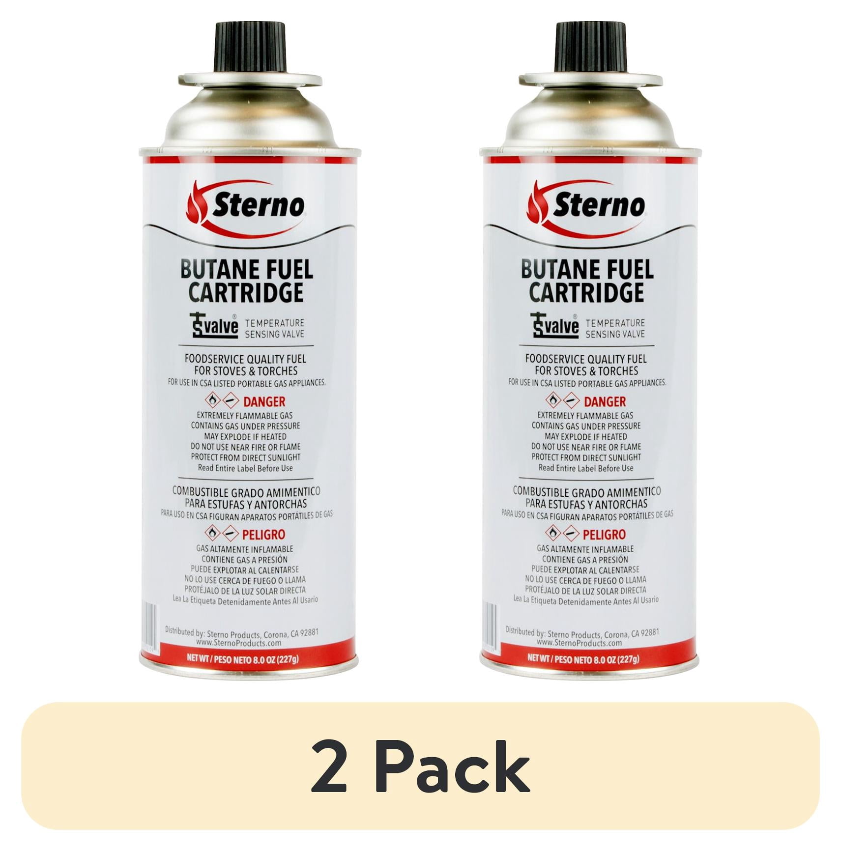 Sterno 8oz Butane Fuel Cartridge 2 Pack for Camping Stove Cooking ...