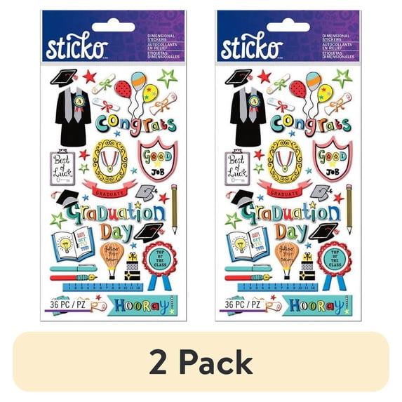 (2 pack) Sticko E5245022 Dimensional Stickers - Graduation - Walmart.com