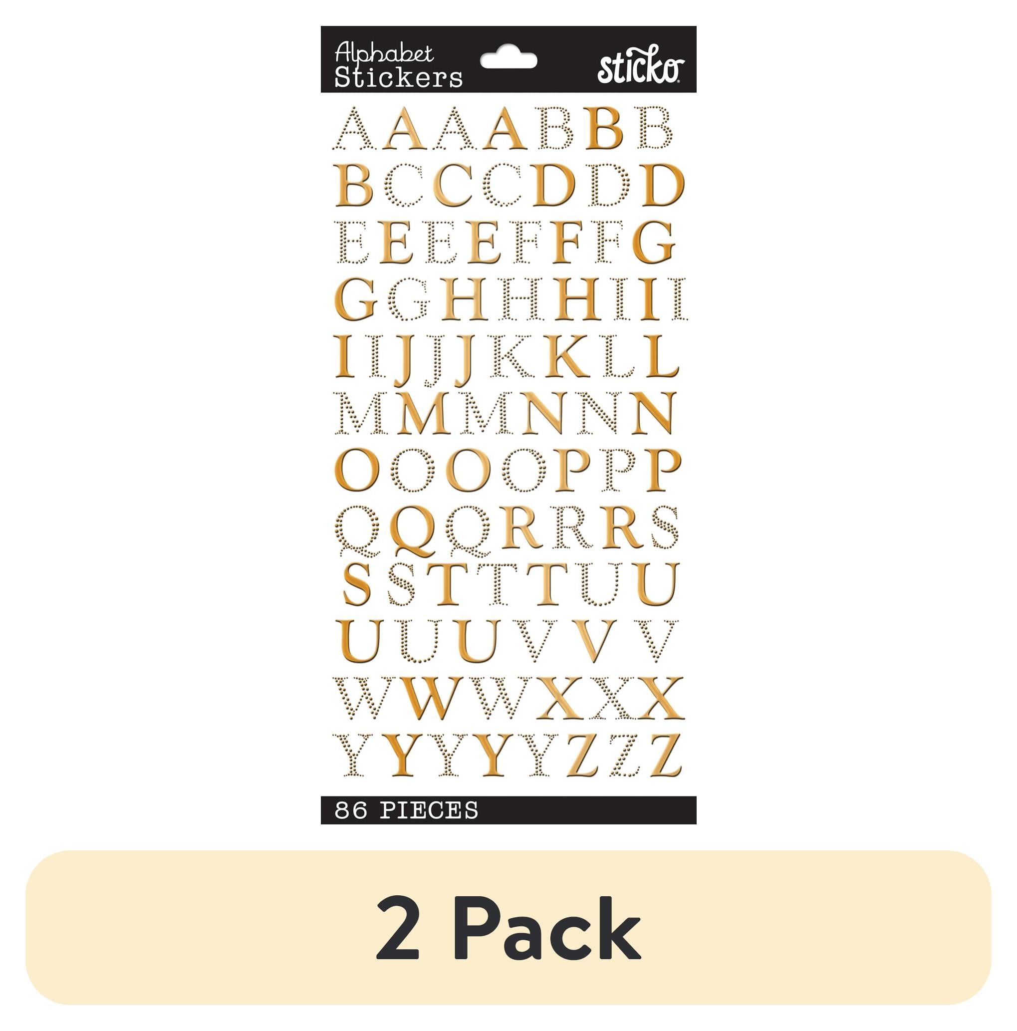 (2 pack) Sticko Small Goudy Gold Foil Alphabet Stickers, 86 Pieces ...