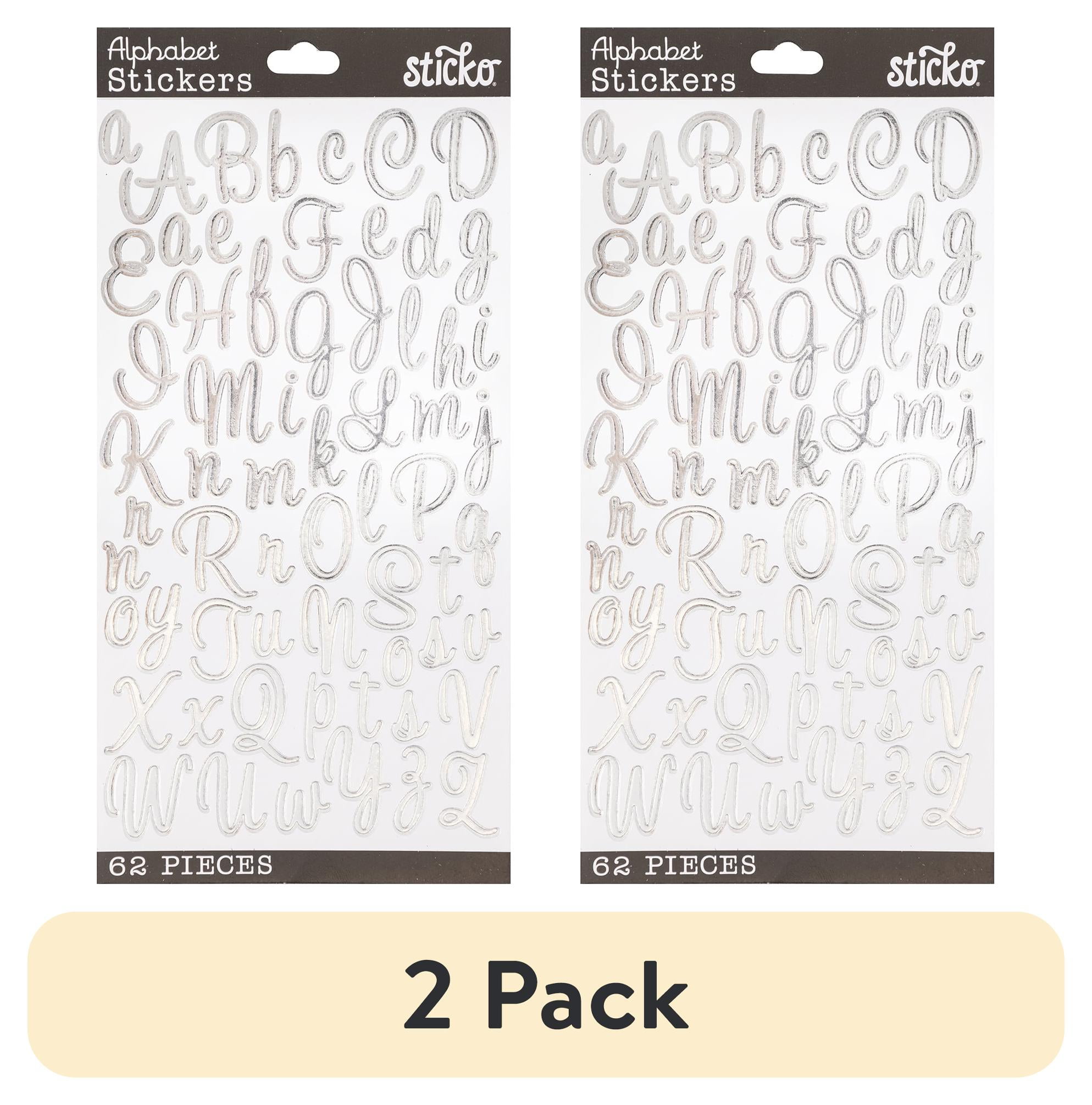 (2 pack) Sticko Solid Small Silver Sweetheart Script Vinyl Stickers, 62 ...