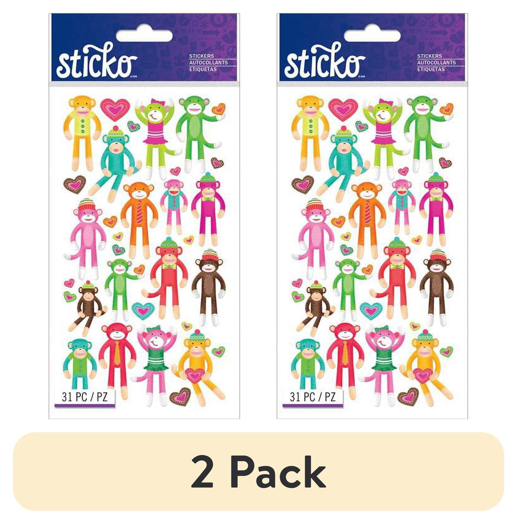 (2 pack) Sticko Classic Stickers-Sock Monkey - Walmart.com