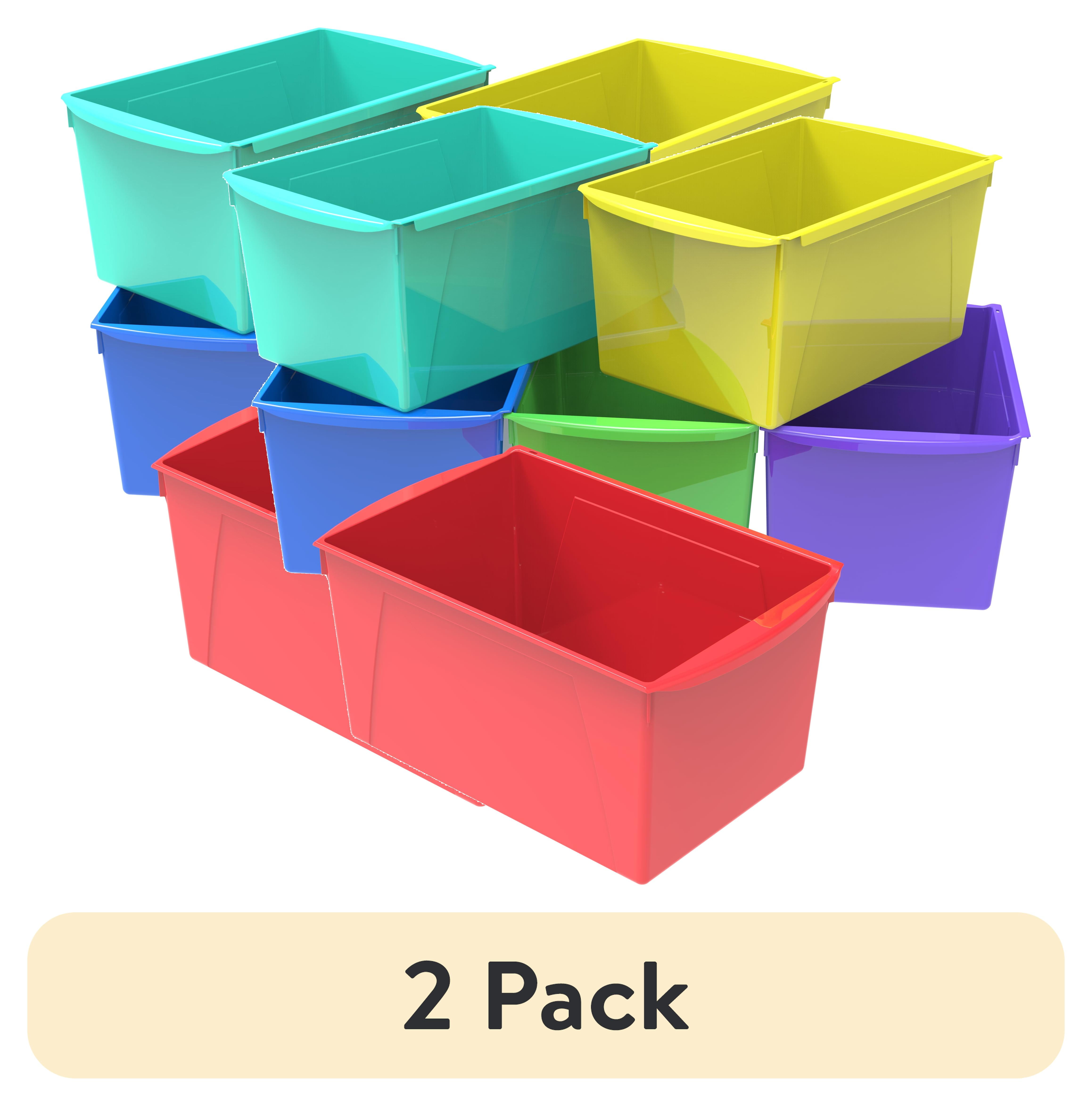 (2 pack) Storex Wide Plastic Book Bin, Paper Storage for Children ...
