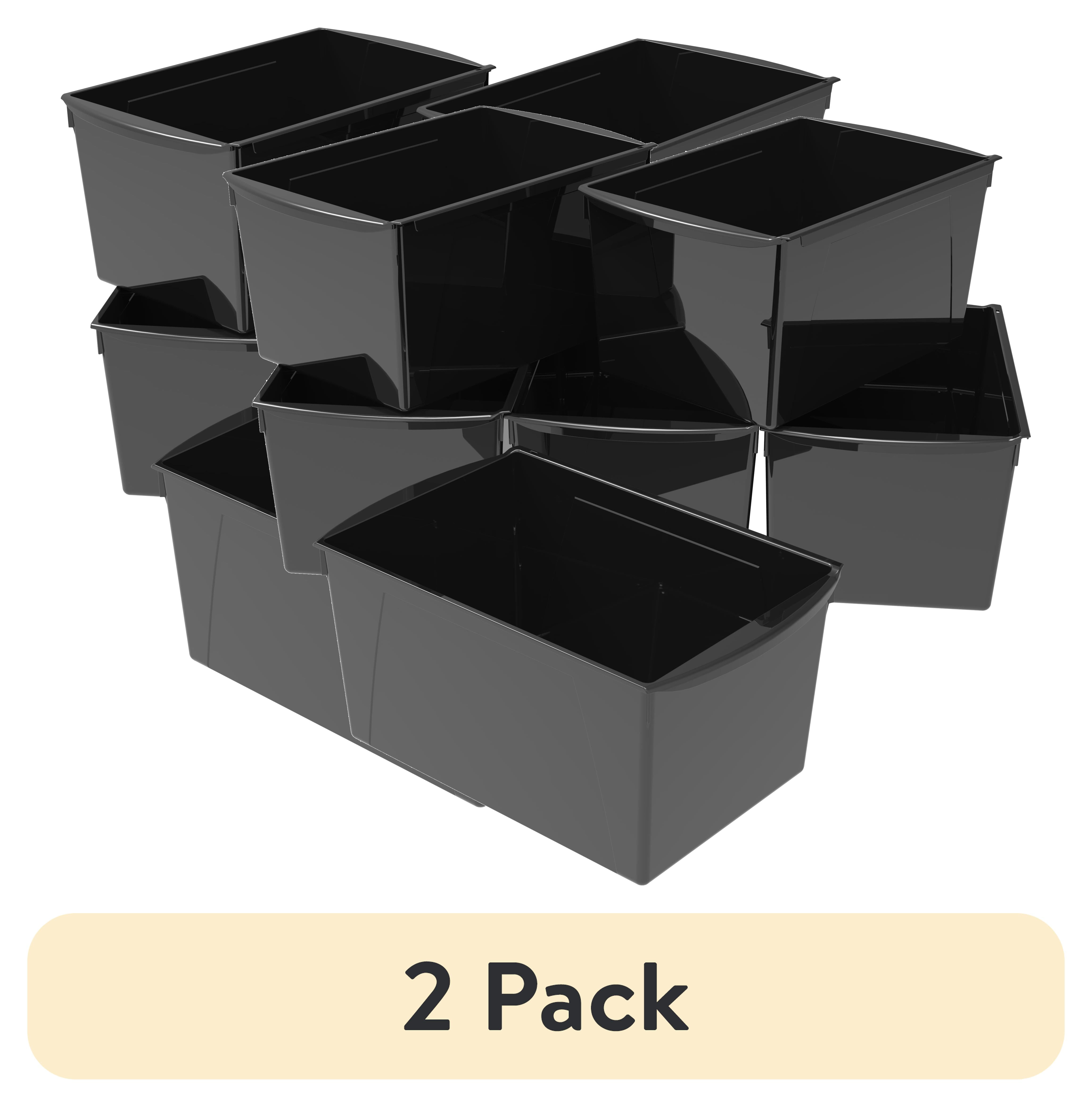 (2 pack) Storex Wide Plastic Book Bin, Paper Storage for Children ...