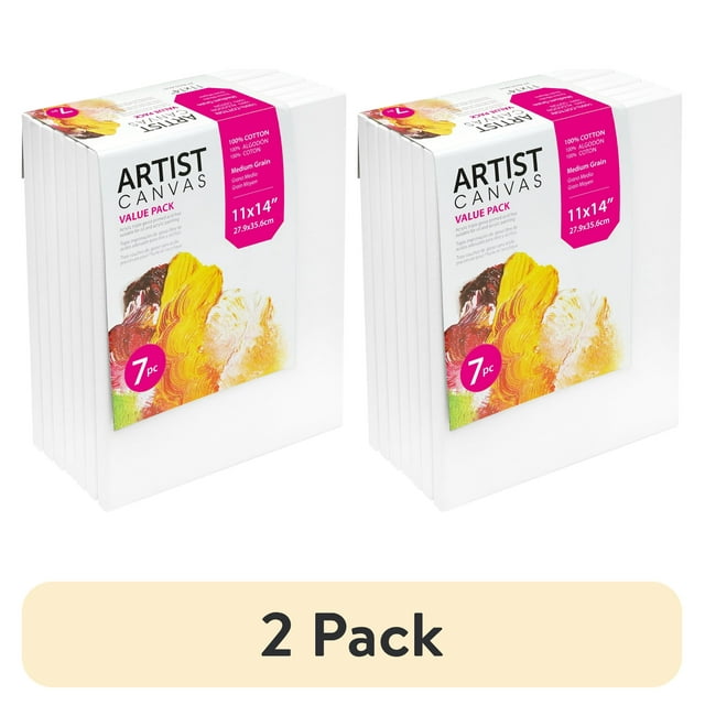 (2 pack) Studio Stretched Canvas, 11"X14", 7 Pack, 100% Cotton Acid ...