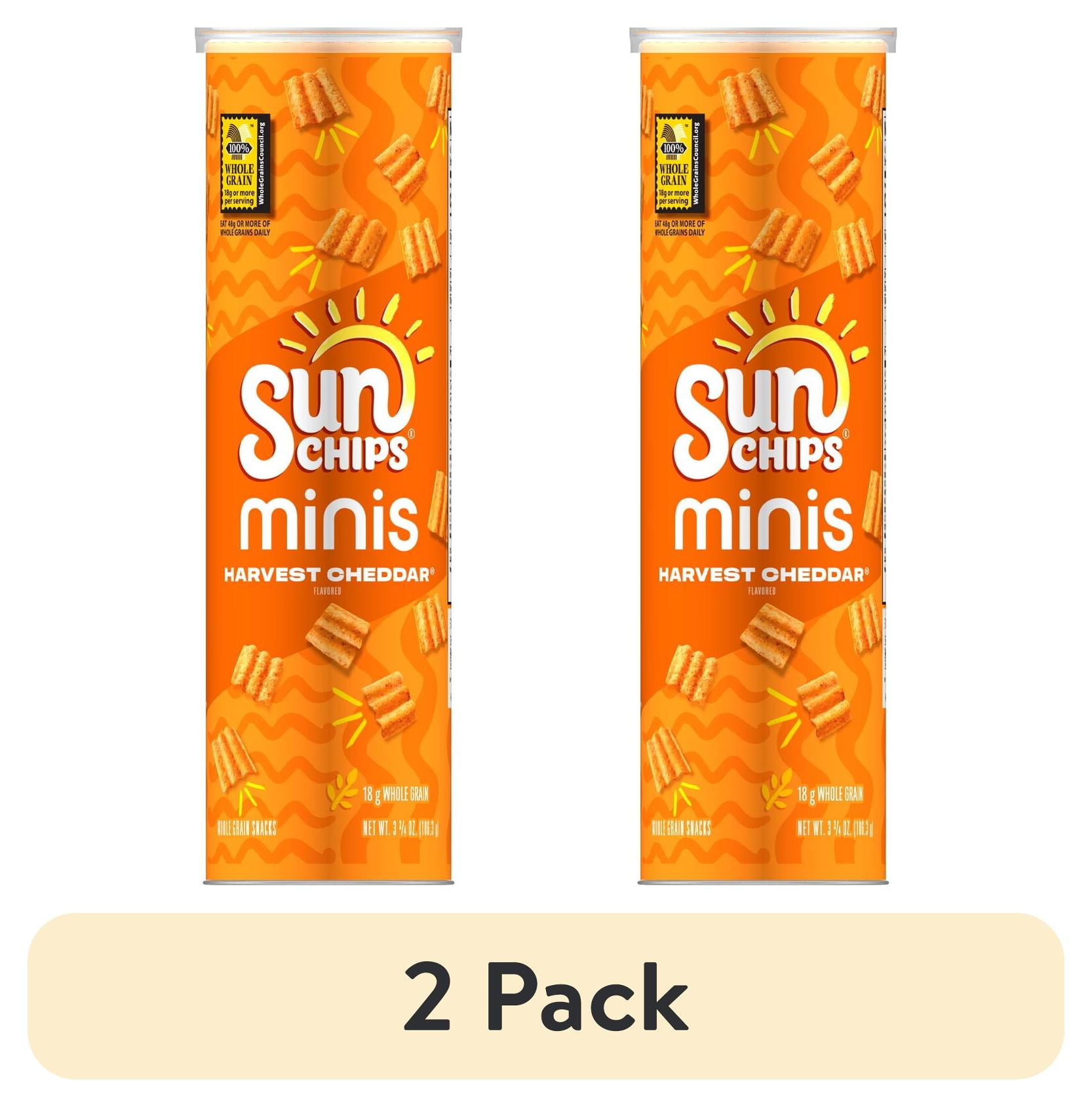(2 pack) SunChips Minis, Harvest Cheddar Canister Snack Chips, 3.75 oz ...