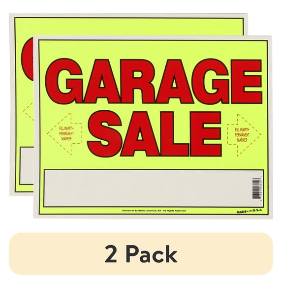 (2 pack) Sunburst Systems 3610 Yellow Laminated Cardboard Garage Sale ...