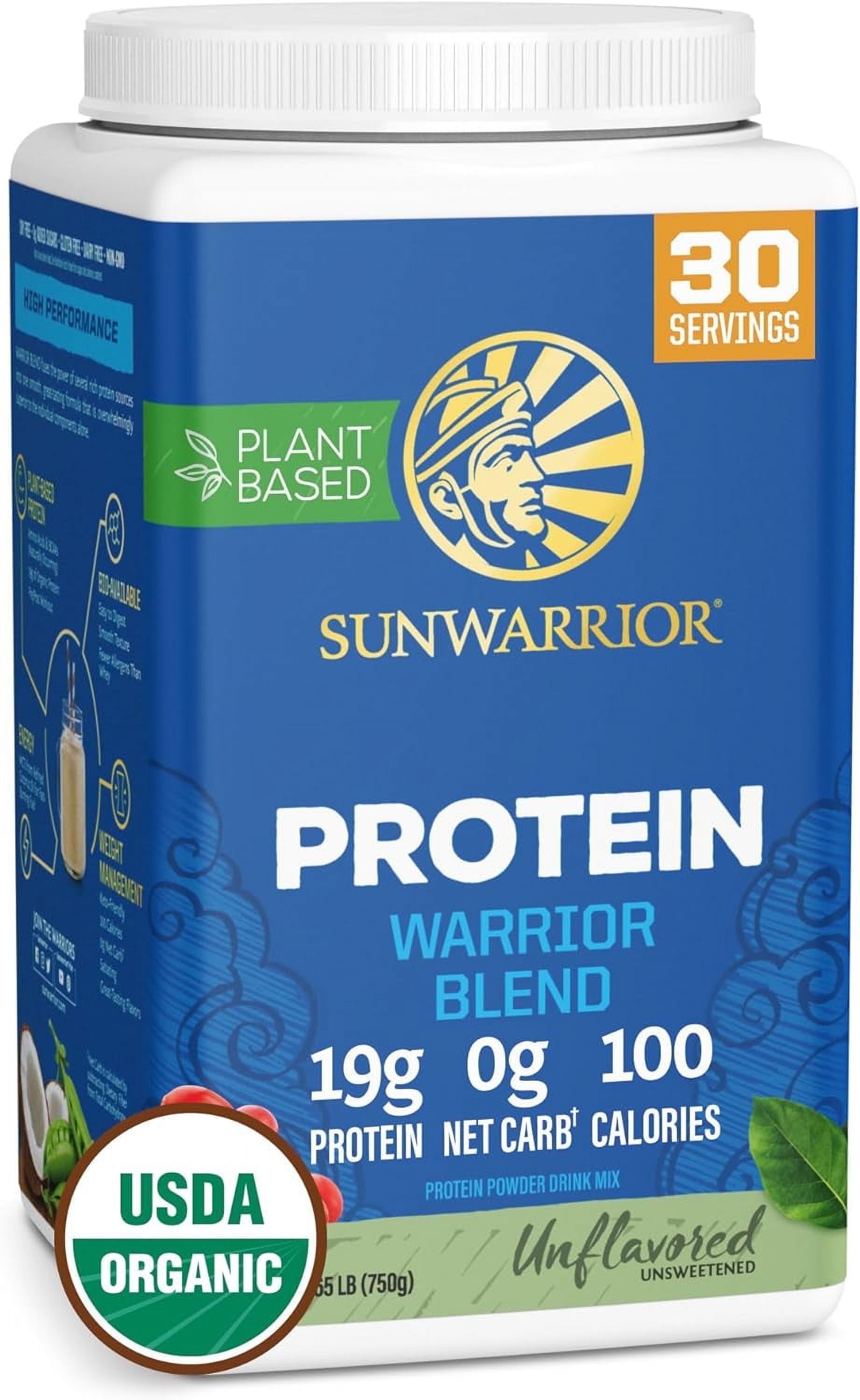(2 pack) Sunwarrior Warrior Blend Unflavored Vegan Protein Powder, 30 ...