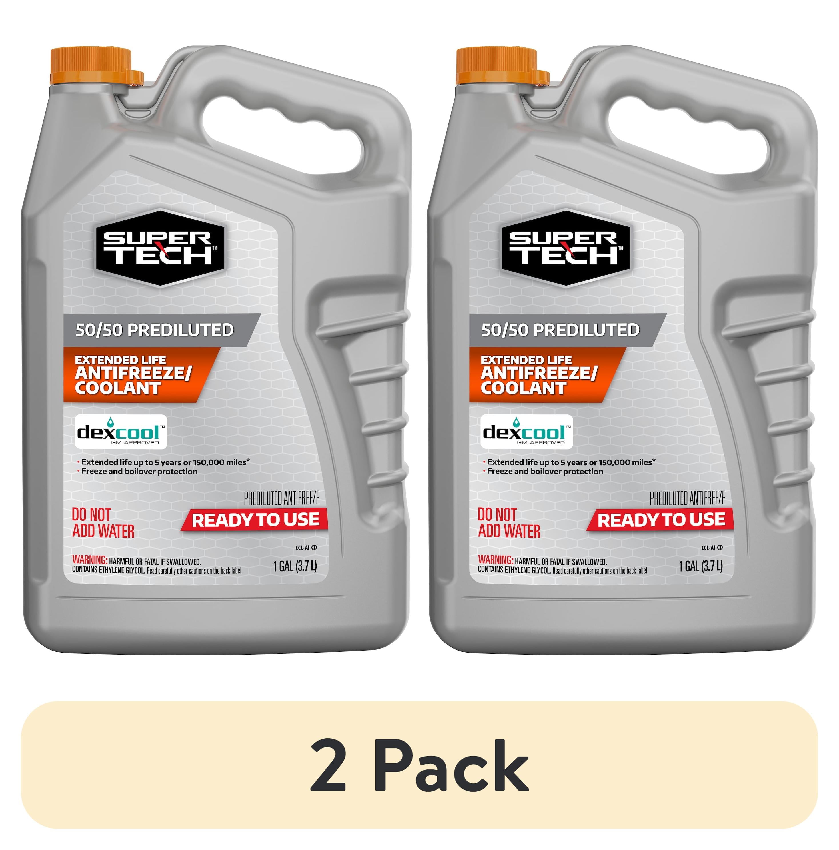 (2 pack) Super Tech Dex-Cool 50/50 Prediluted Antifreeze/Coolant 1 Gallon (3.78 Liters) for GM ...