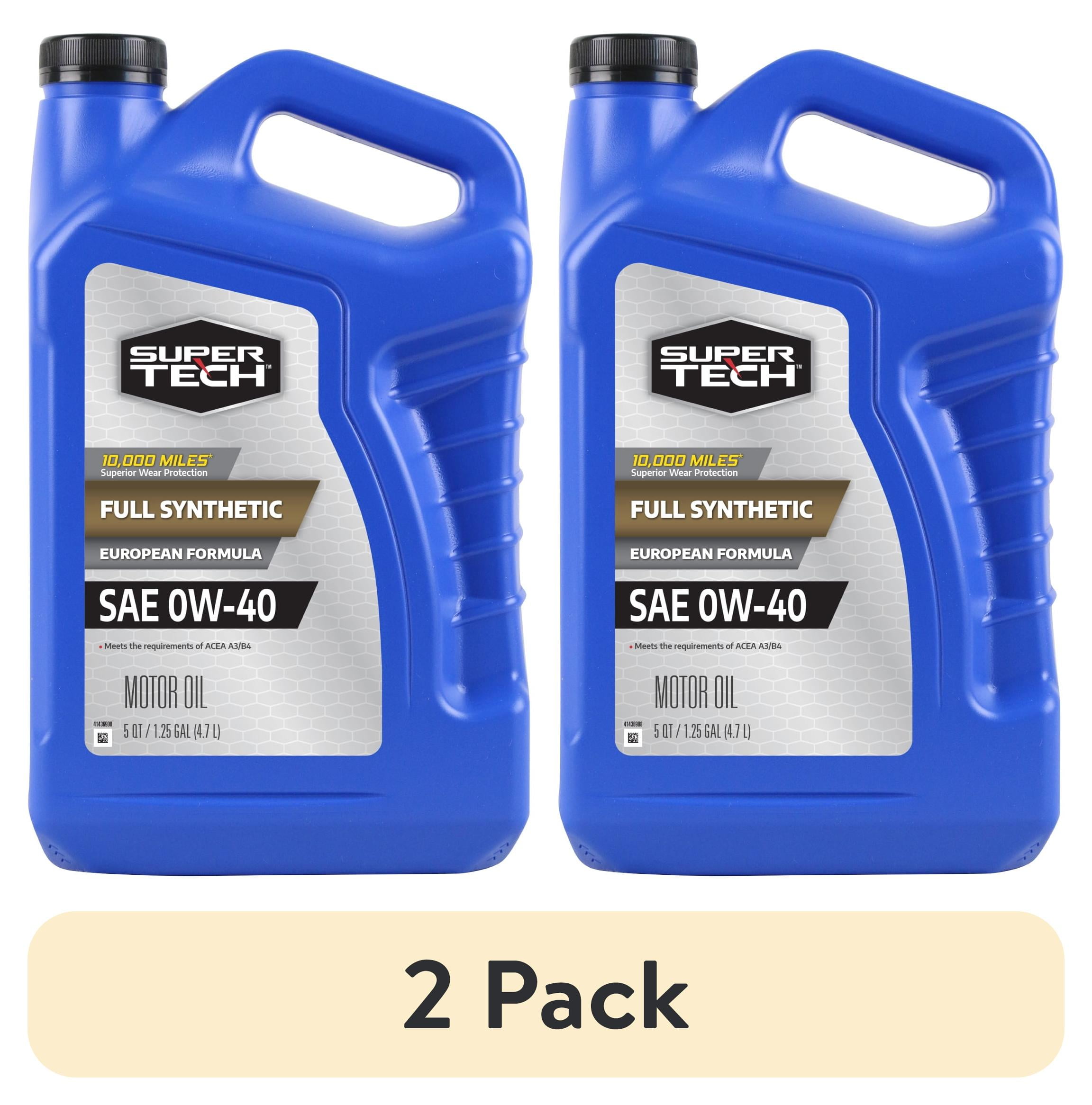 (2 pack) Super Tech Full Synthetic SAE 0W-40 A3/B4 Motor Oil, 5 Quarts ...