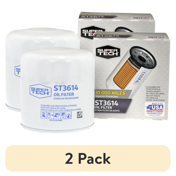 (2 pack) Super Tech ST3614, 10K mile Spin-on Replacement Oil Filter for ...