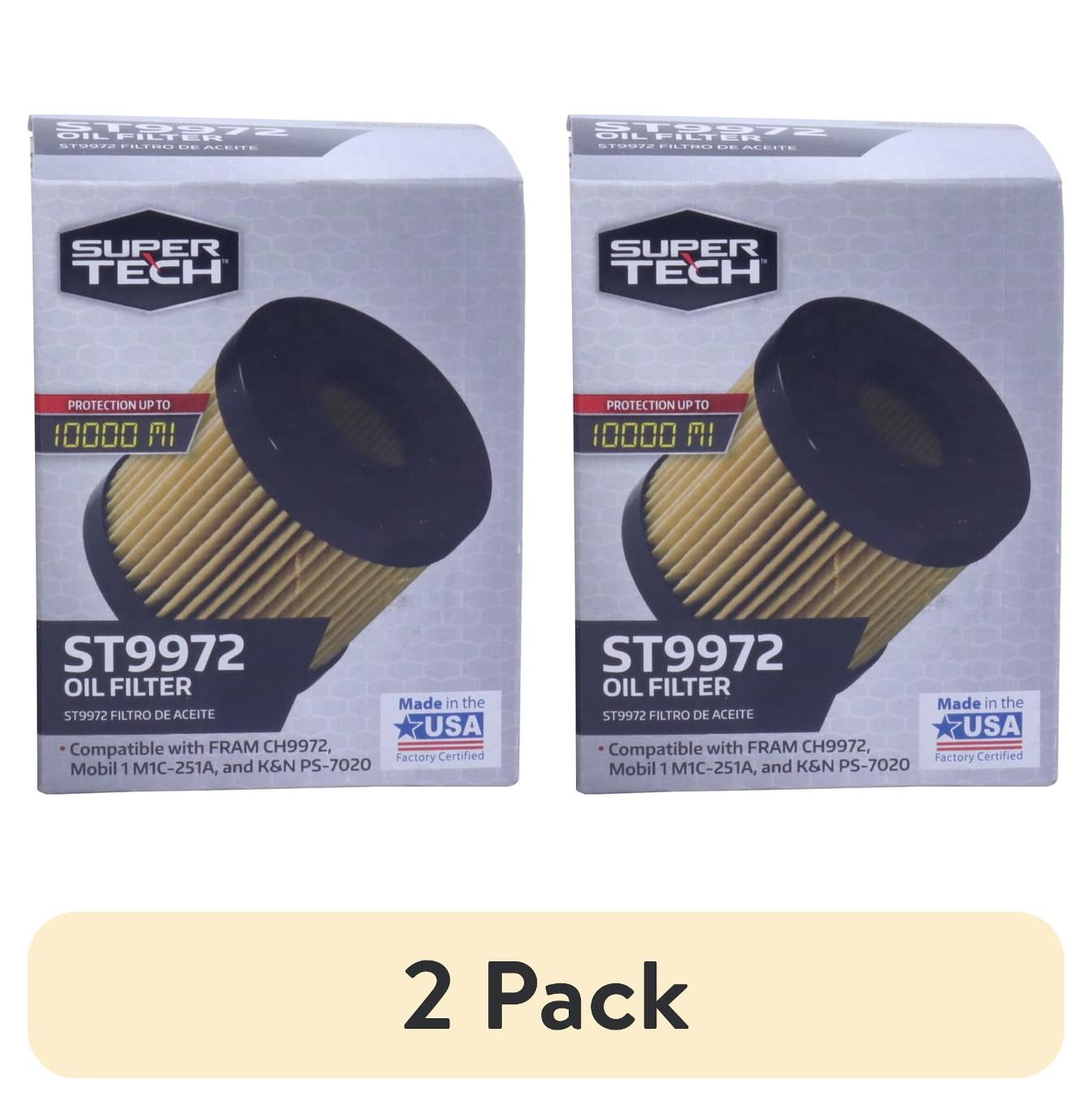(2 pack) SuperTech Oil Filter, ST9972, 10K mile Cartridge Filter for ...