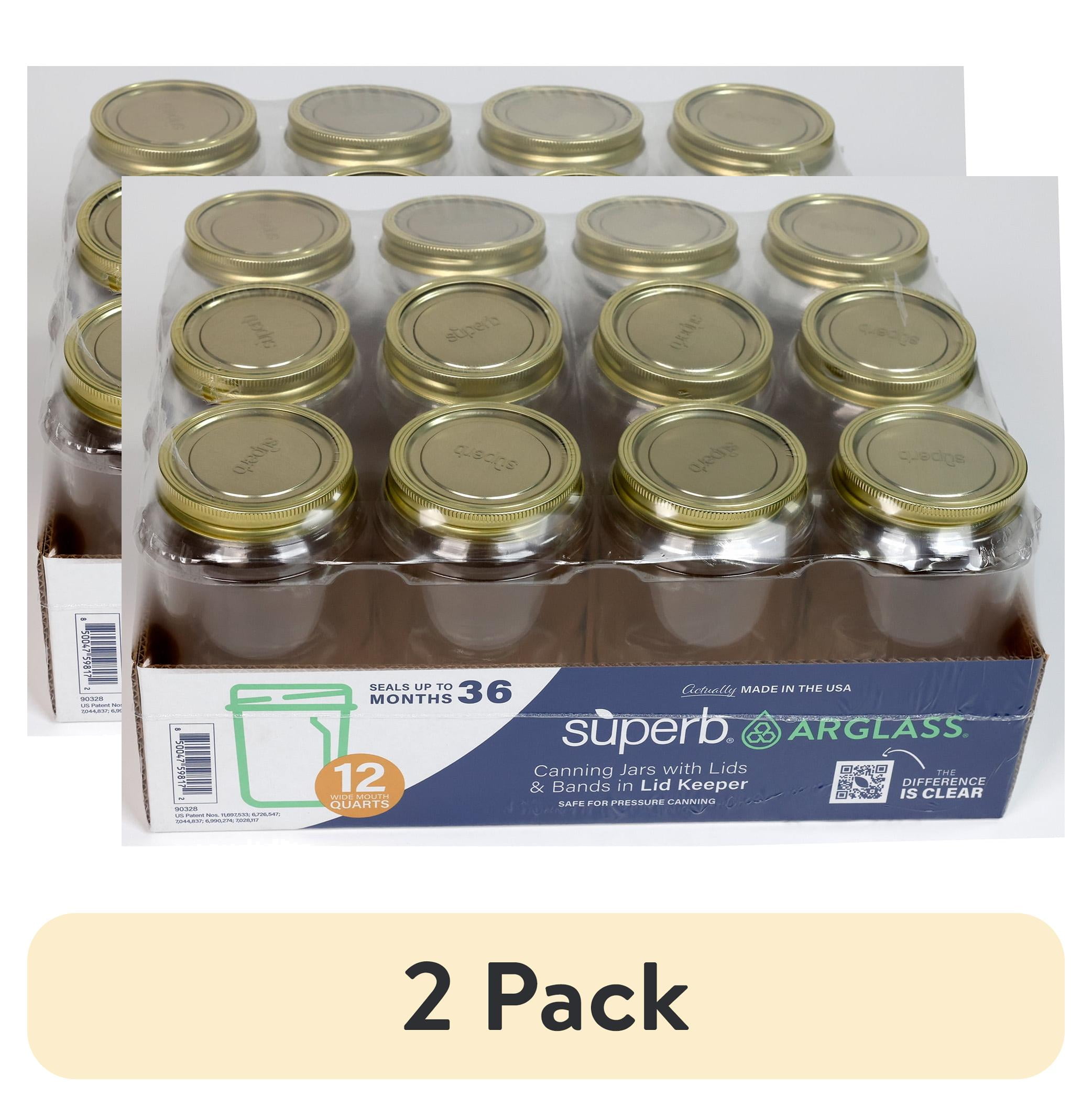 (2 pack) Superb Arglass Wide Mouth 32 oz Quart Mason Canning Jars (12 ...