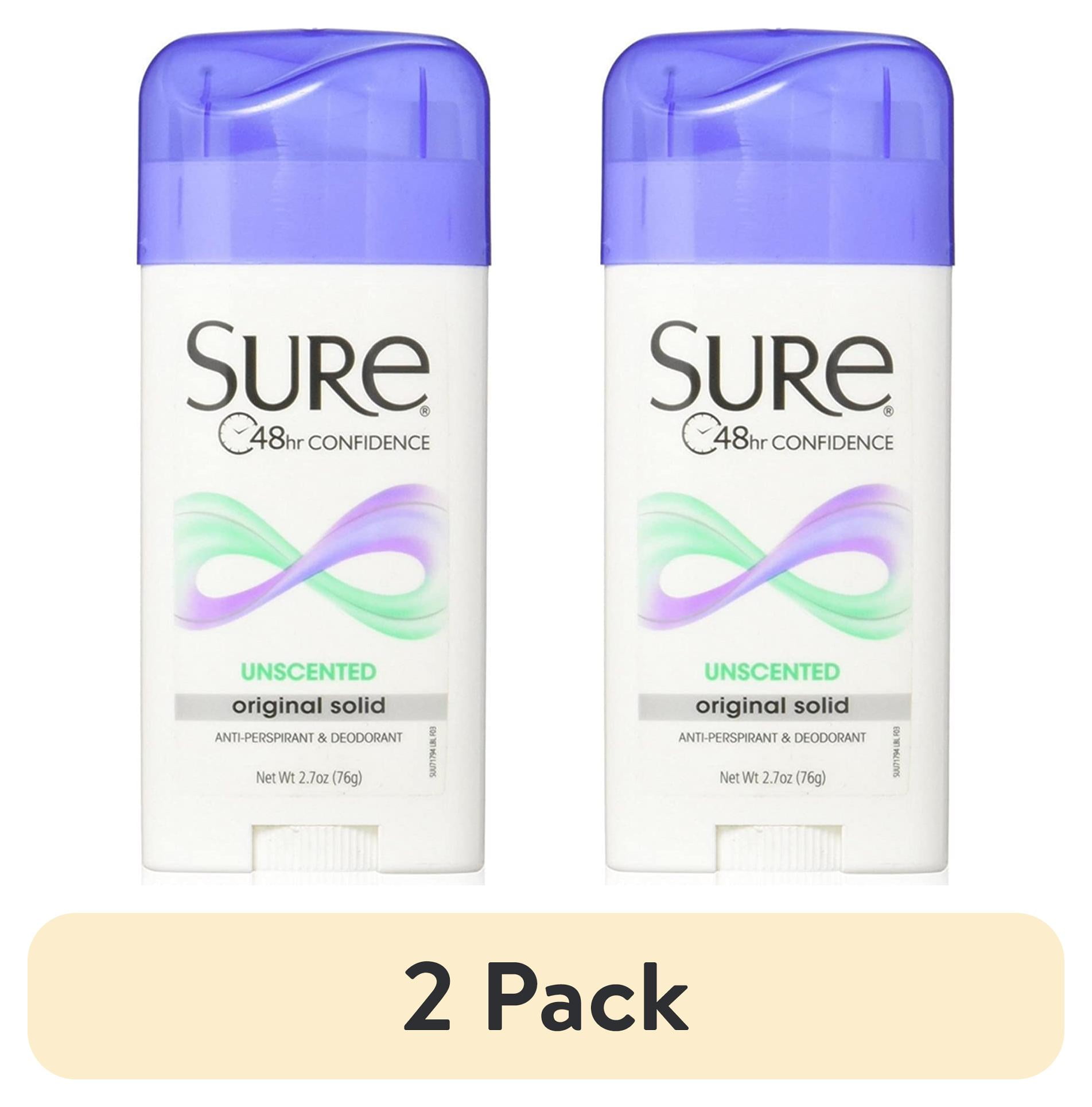 (2 pack) Sure Original Solid Antiperspirant & Deodorant Unscented 2.7oz ...