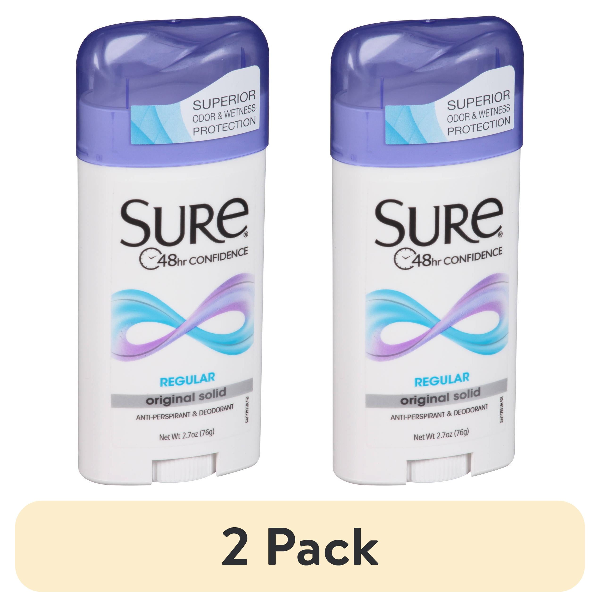 (2 pack) Sure Solid Anti-Perspirant Deodorant Original Solid Stick ...