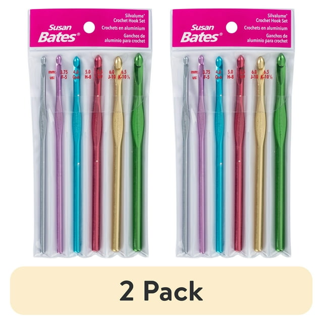 (2 pack) Susan Bates Silvalume Aluminum Crochet Hook Set-Sizes F5 - K10 ...