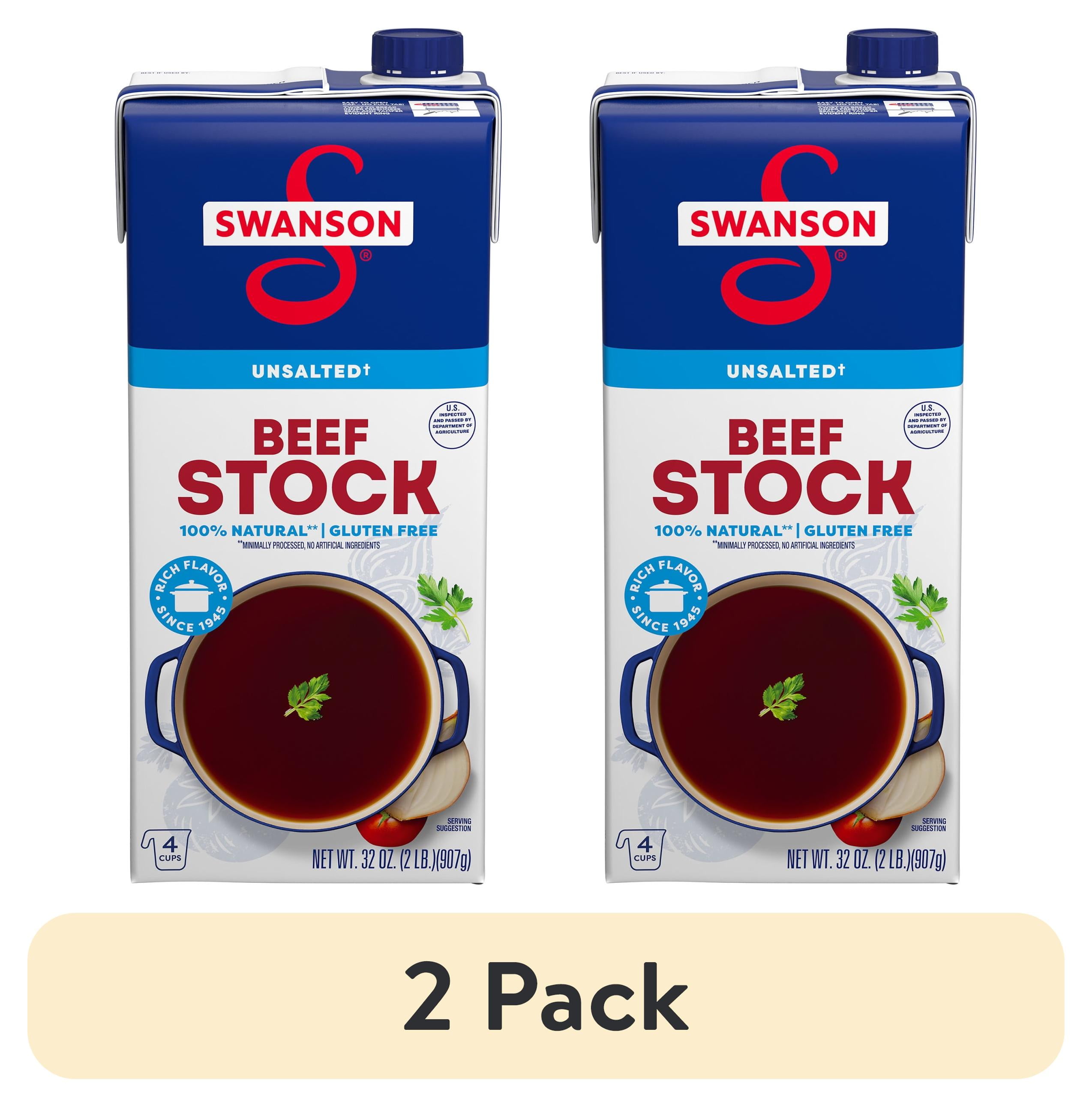 (2 pack) Swanson 100% Natural Unsalted Beef Stock, 32 oz Carton ...