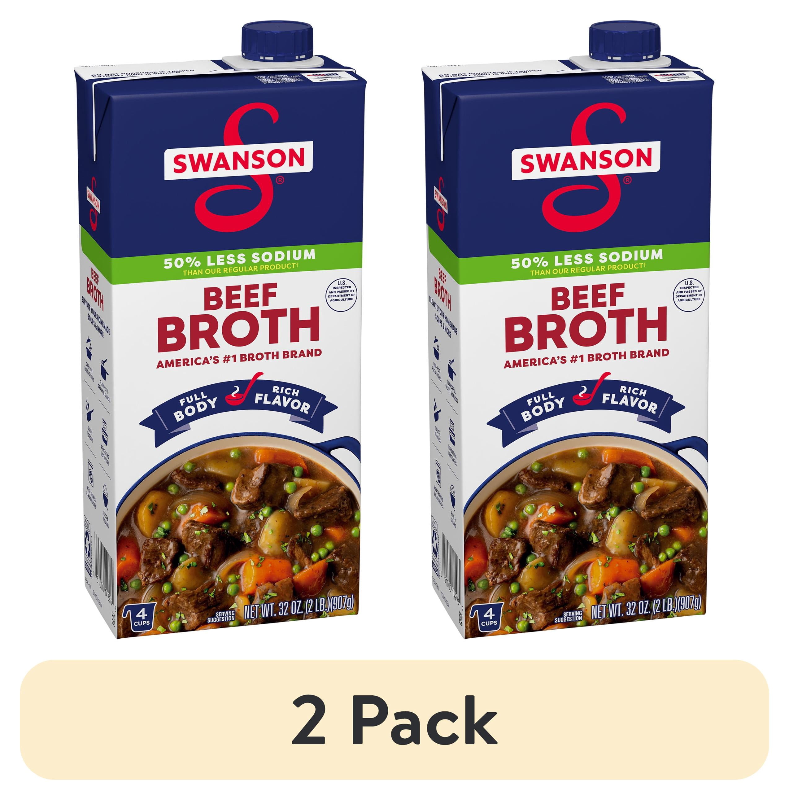 (2 pack) Swanson Lower Sodium Beef Broth, 32 oz Carton - Walmart.com