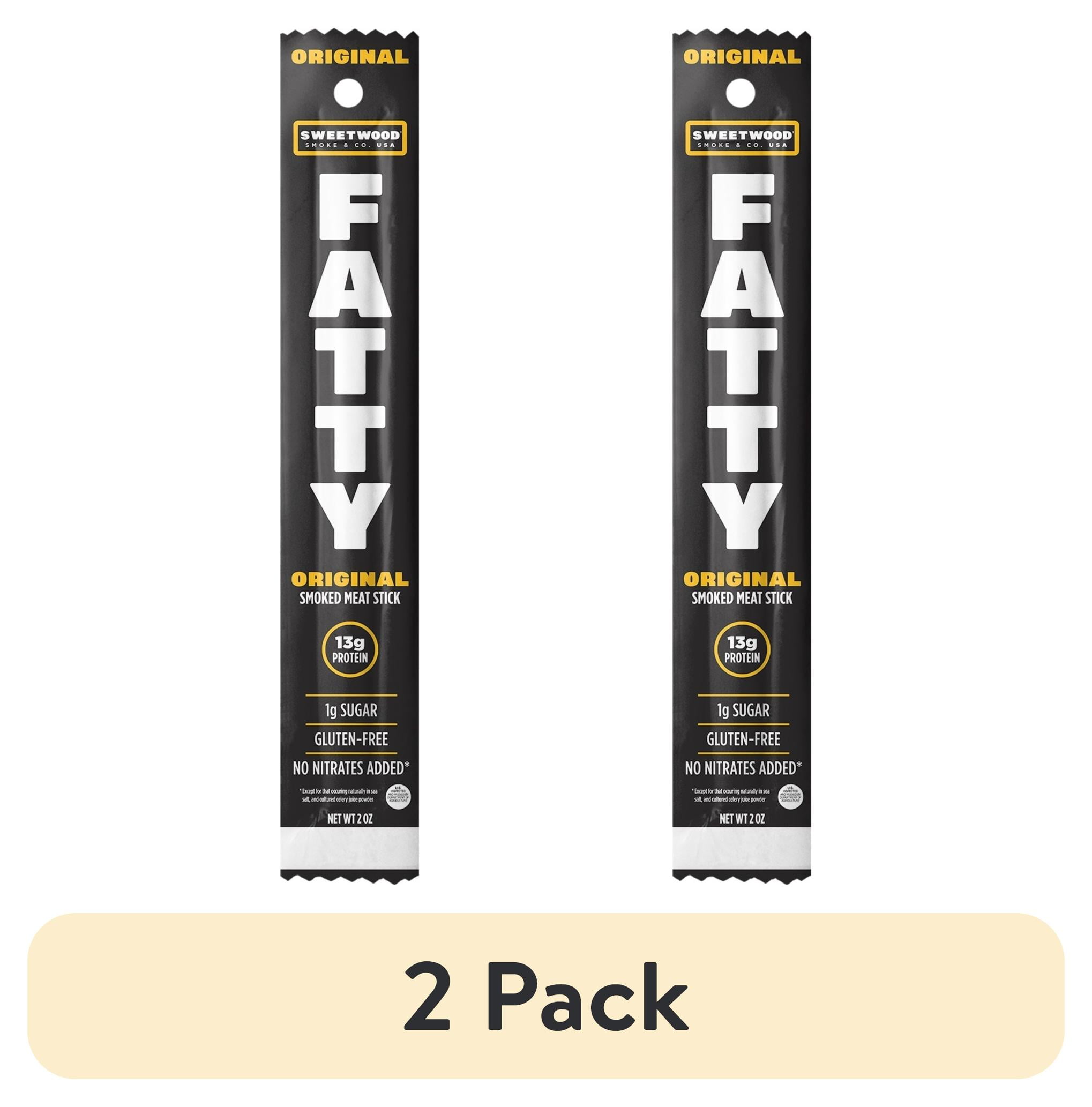 (2 pack) FATTY Meat Sticks Original Flavor, Grass Fed Beef, 2 oz ...