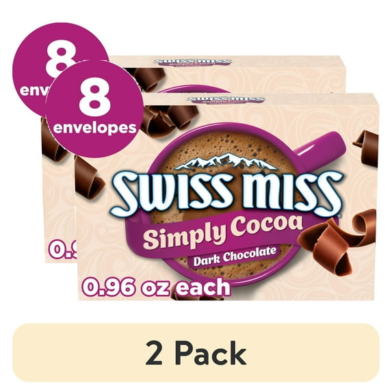 (2 pack) Swiss Miss Simply Cocoa Dark Chocolate Flavored Hot Cocoa Mix ...