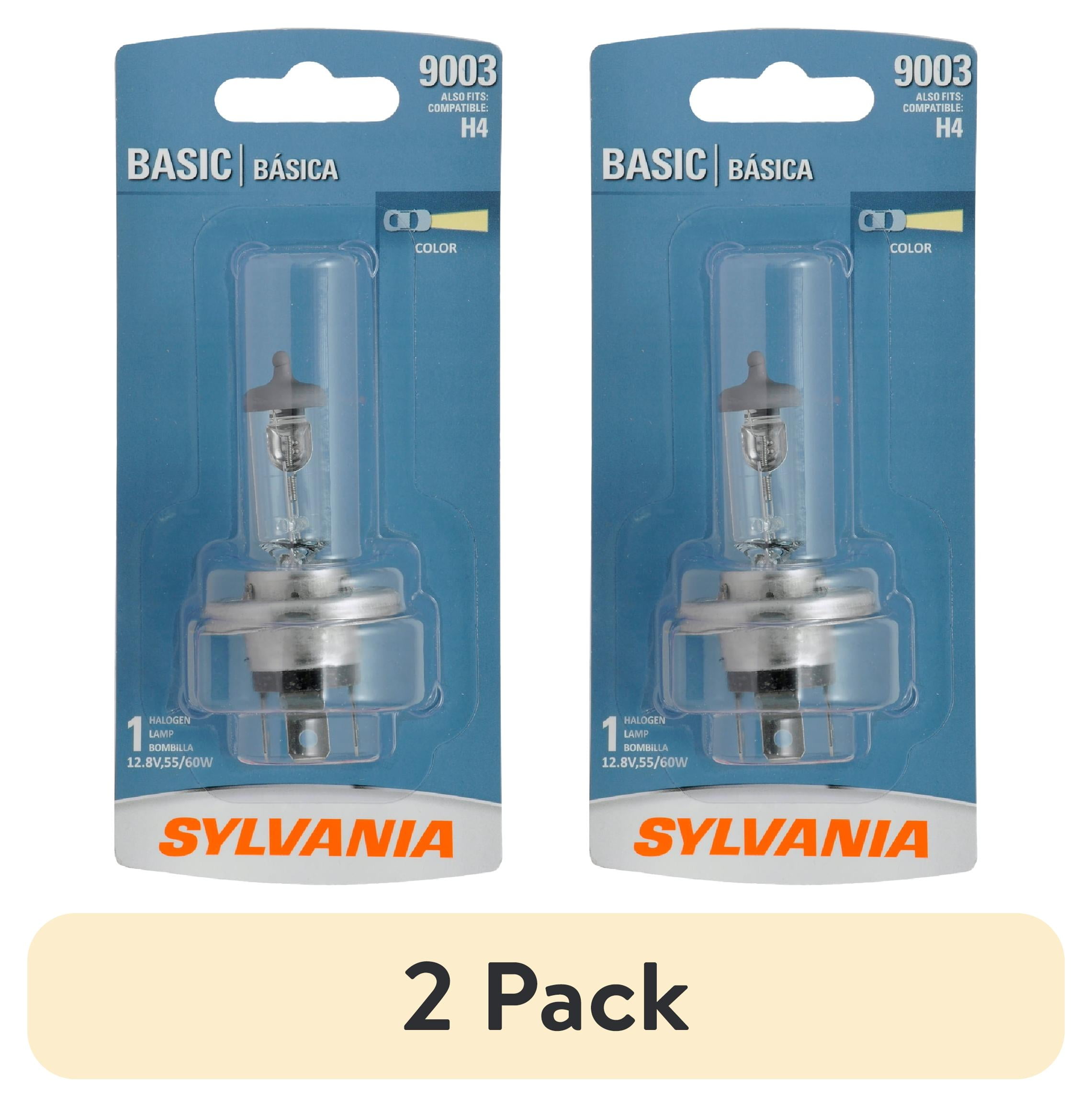 (2 pack) Sylvania 9003 Basic Halogen Headlight Bulb, 1 Pack, Compatible ...