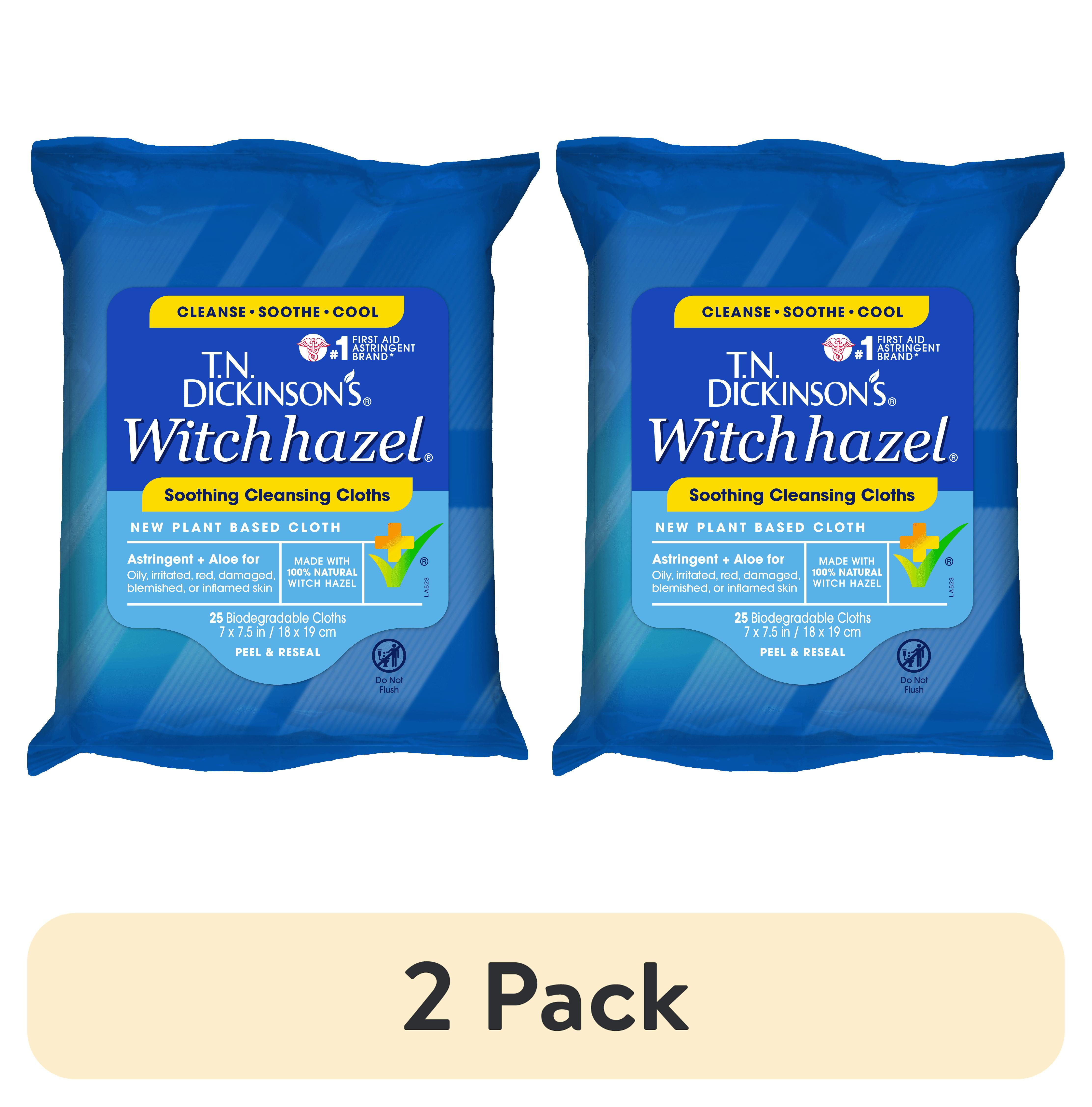 (2 pack) T.N. Dickinson's Witch Hazel Cleansing Cloths, 25 Count ...