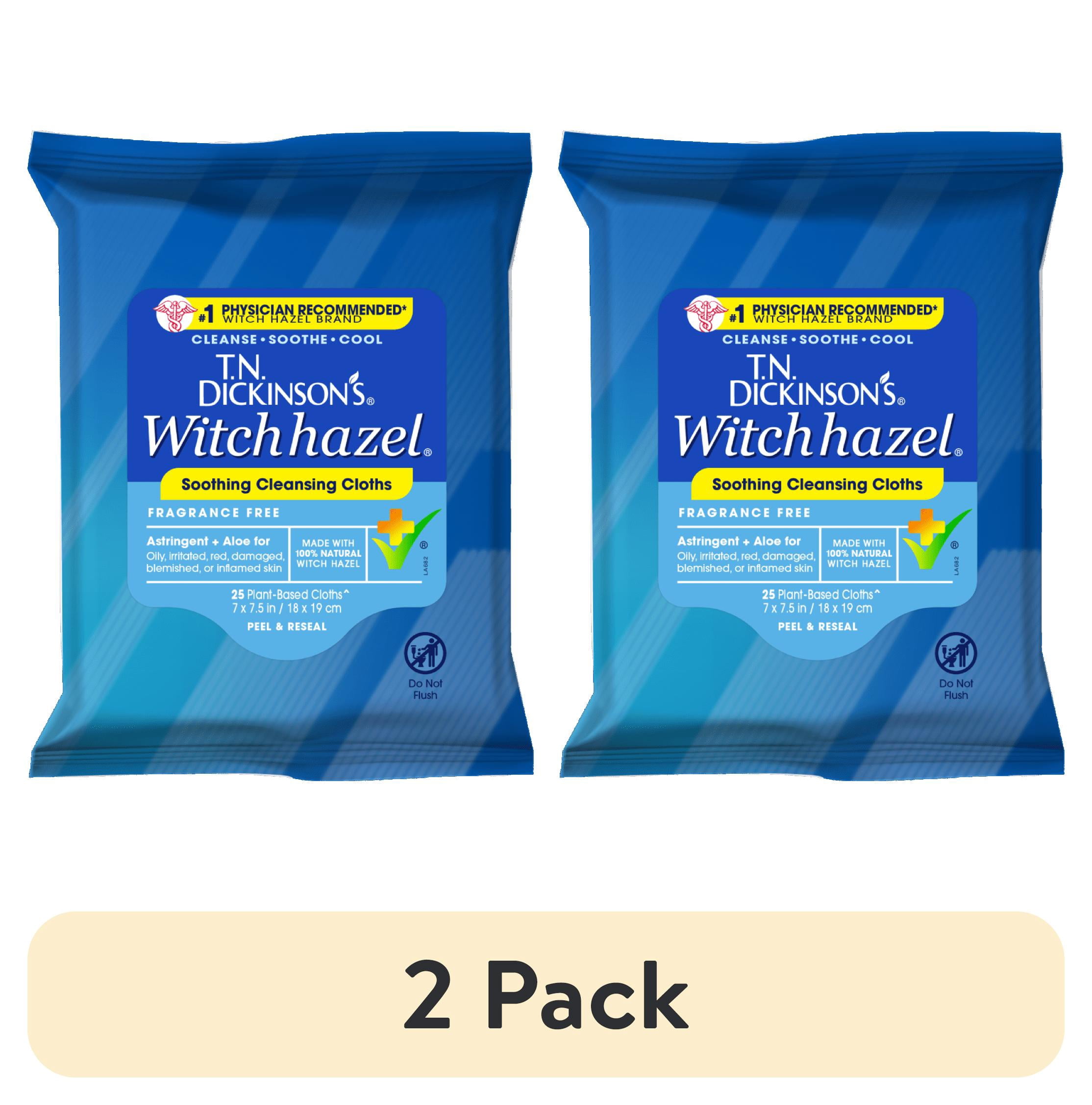 (2 pack) T.N. Dickinson's Witch Hazel Cleansing Cloths, 25 Count ...