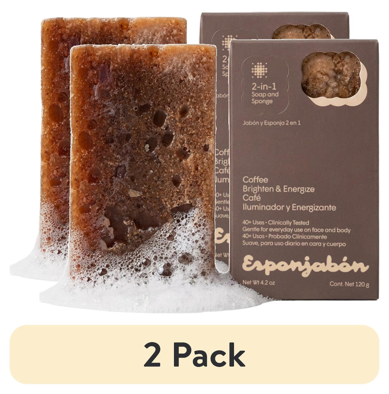 (2 pack) Esponjabon Coffee Soap Sponge - Revitalizing 2-in-1 Soap ...
