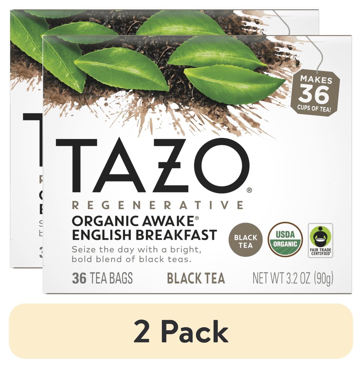 (2 pack) TAZO Organic Awake Black Tea Bags 36 Count Box - Walmart.com