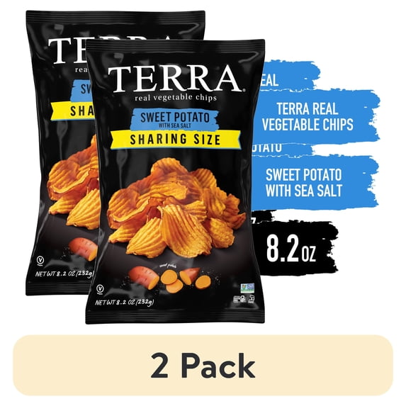 (2 pack) TERRA Sea Salt Wavy Sweet Potato Snack Chips, Sharing Size, 8. ...