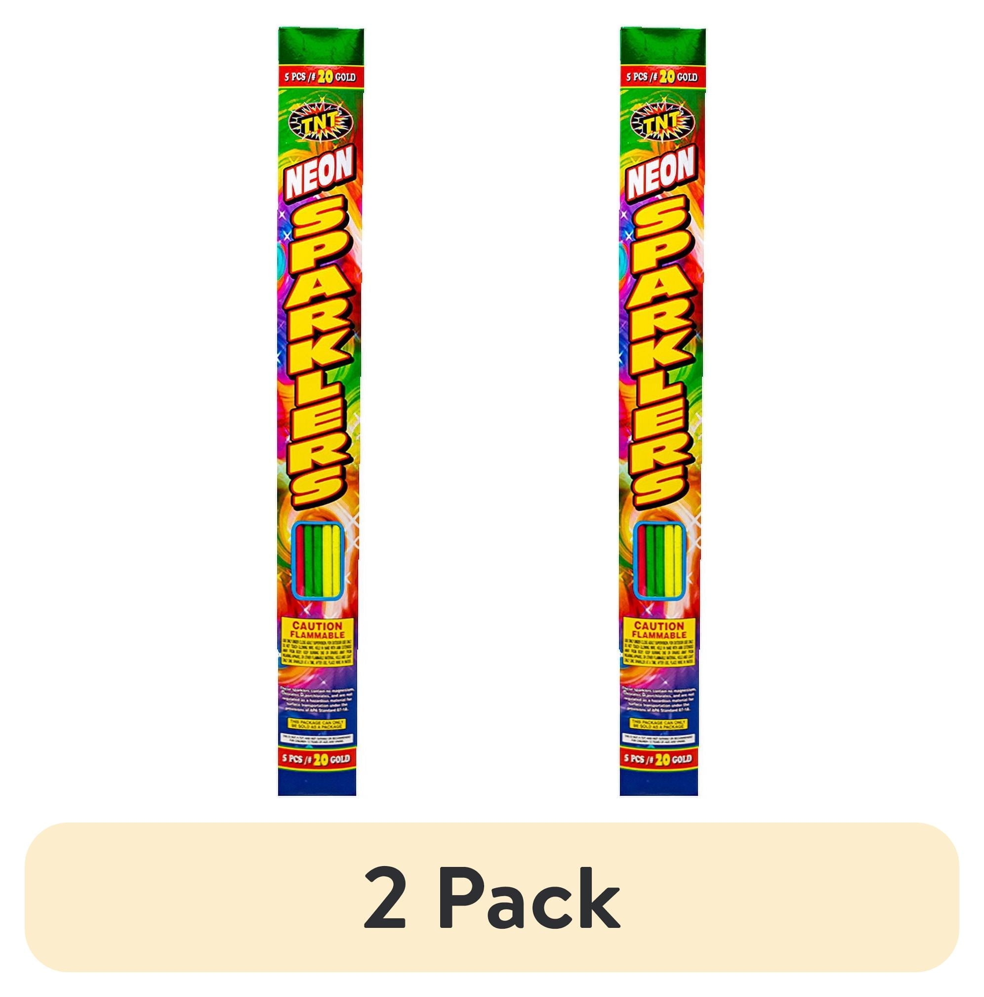 (2 pack) TNT Fireworks, Neon Sparklers, 5 Pieces, Gold Sparks , Novelty ...