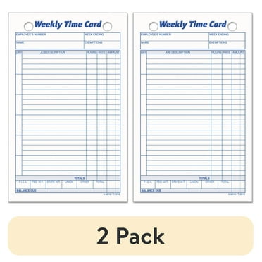 Adams Time Sheets, 2 Pads/Pack, 100 Sheets per Pad, Weekly Tracking of ...