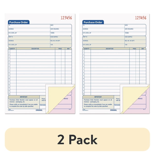 (2 pack) TOPS Purchase Order Book, 15 Lines, Three-Part Carbonless, 5. ...