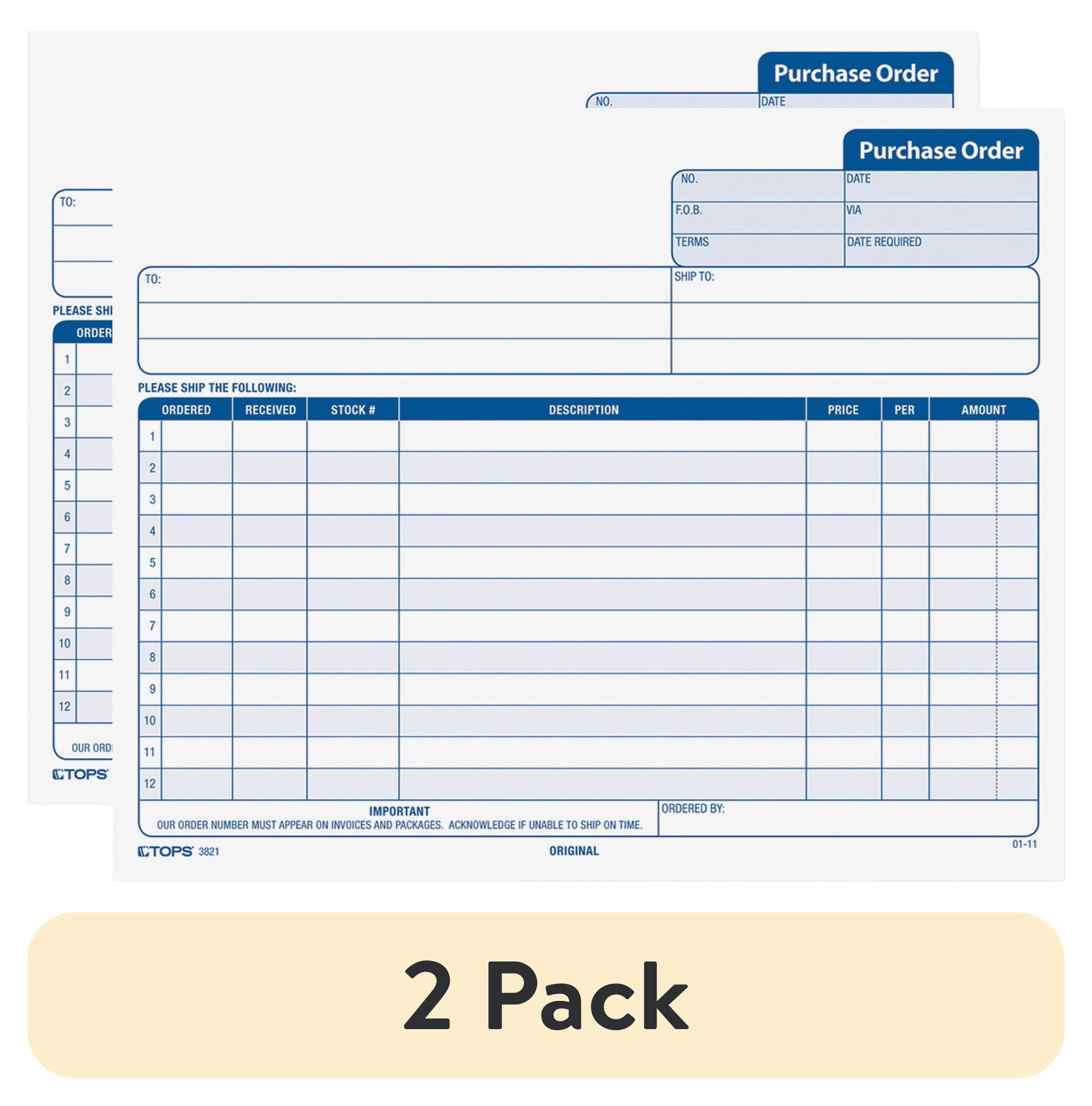 (2 pack) TOPS, TOP3821, Carbonless Purchase Order Forms, 50 / Pack ...