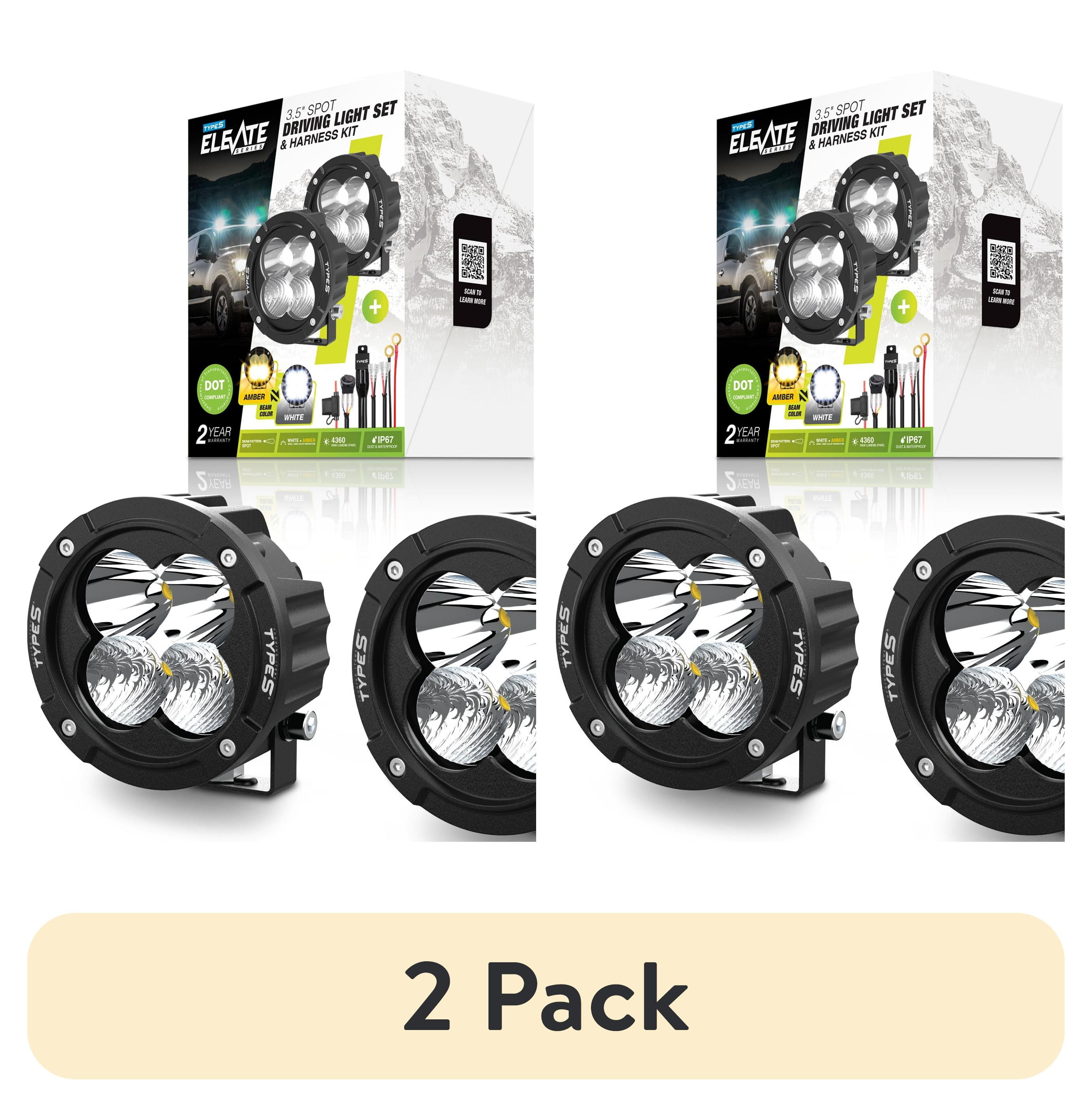 (2 pack) TYPE S - Elevate 3.5 Inch Spot Beam Round Pod Light Set and ...