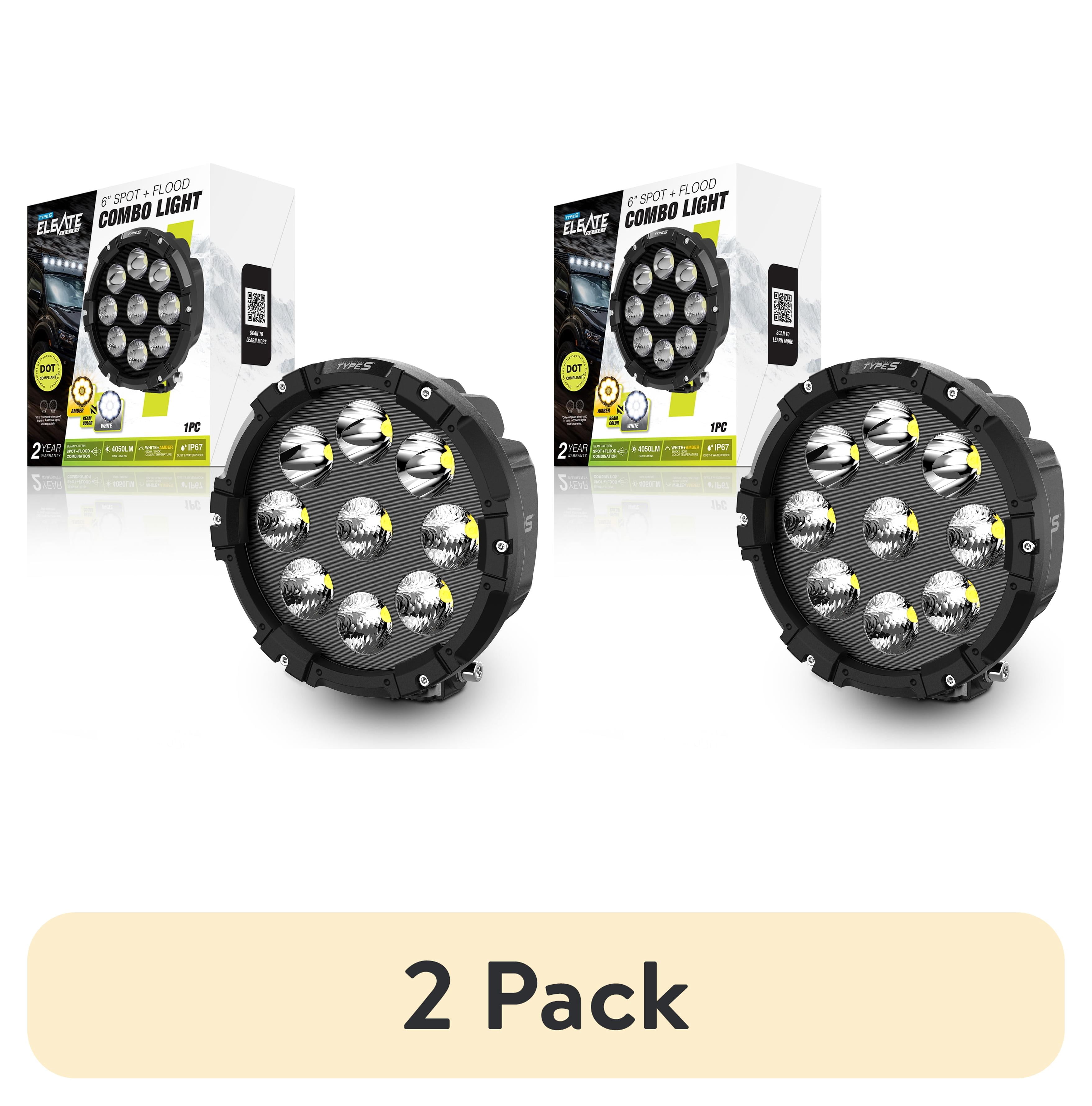 (2 pack) TYPE S - Elevate 6 Inch Spot + Flood Combo Beam Pod Light ...