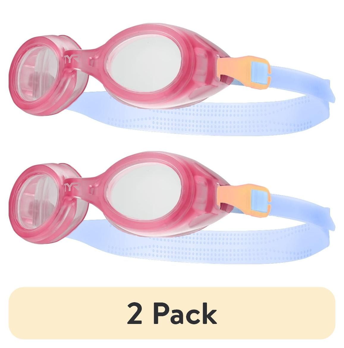 (2 pack) TYR Youth Fit Aqua Blaze Non-Mirrored Swim Goggle - Clear/Pink ...