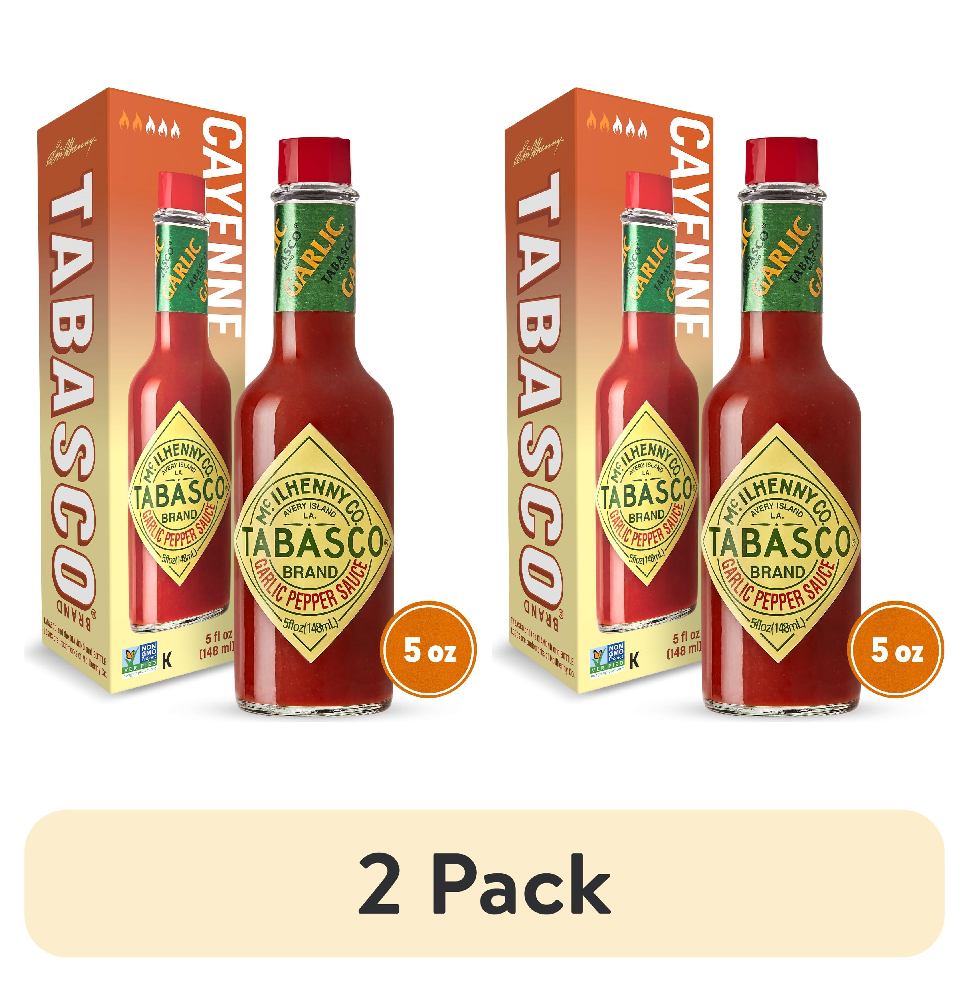 (2 pack) Tabasco Garlic Pepper Sauce, 5 oz Regular Glass Bottle, Gluten ...